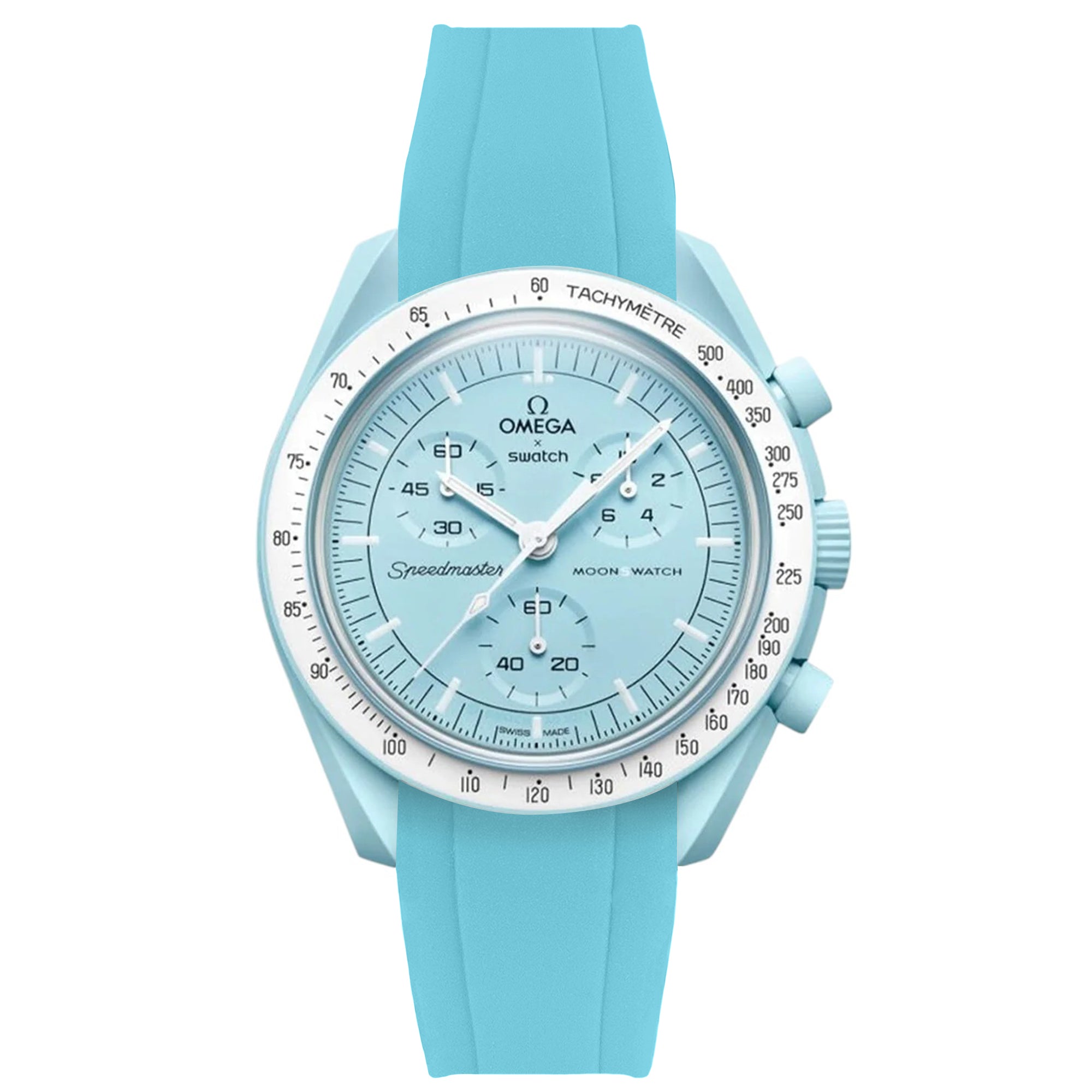 Sea Blue Curved End Rubber Strap | Omega x Swatch MoonSwatch | Mission to Uranus