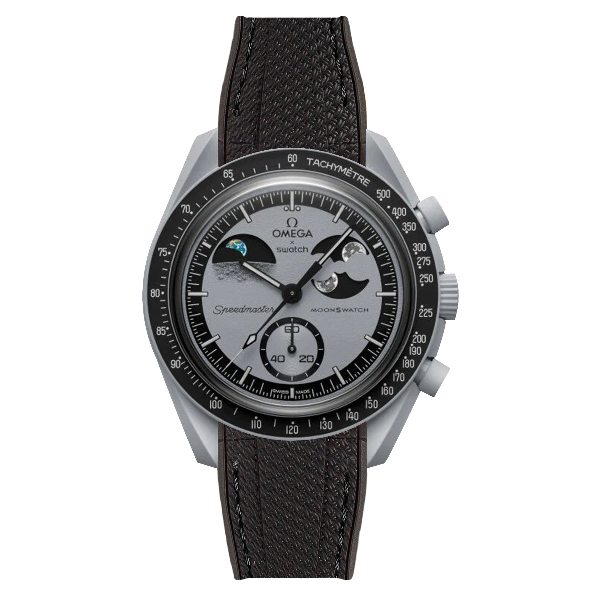 Black Textured Silicone Watch Strap | Mission to Earthphase | 20mm