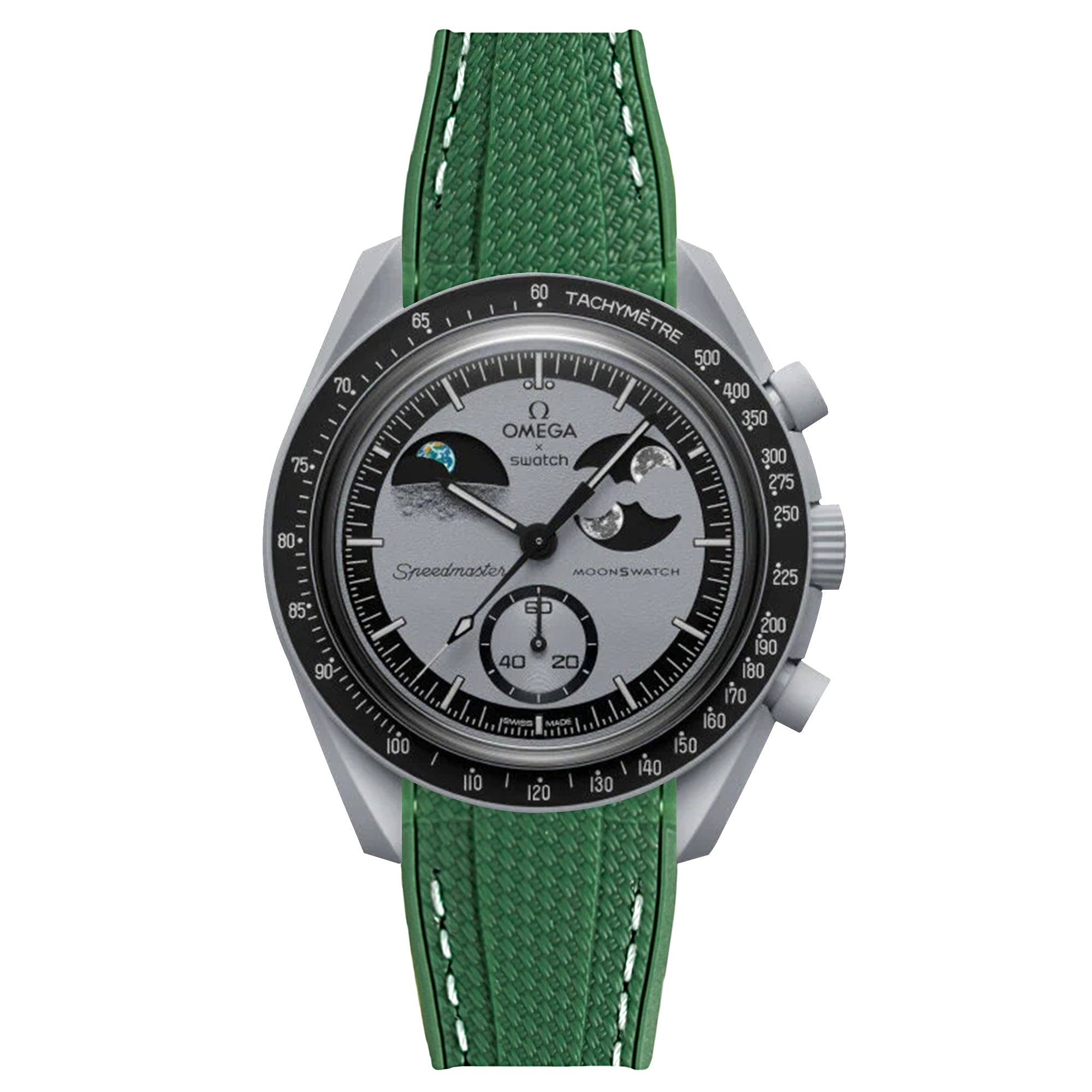Dark Green/White Silicone Watch Strap | Mission to Earthphase