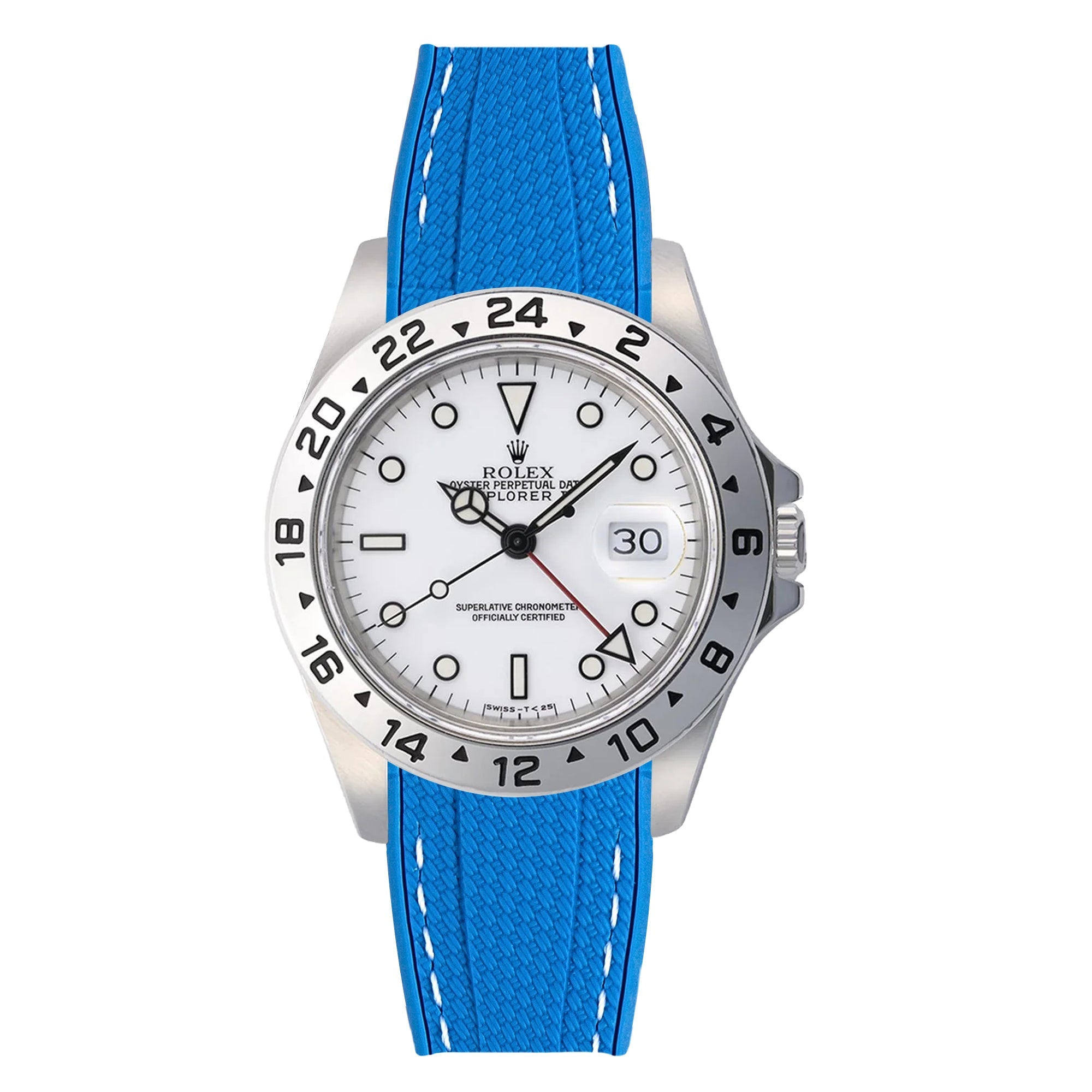 Azure Textured Rubber Strap | Rolex Explorer II (16570, 16550) | 20mm