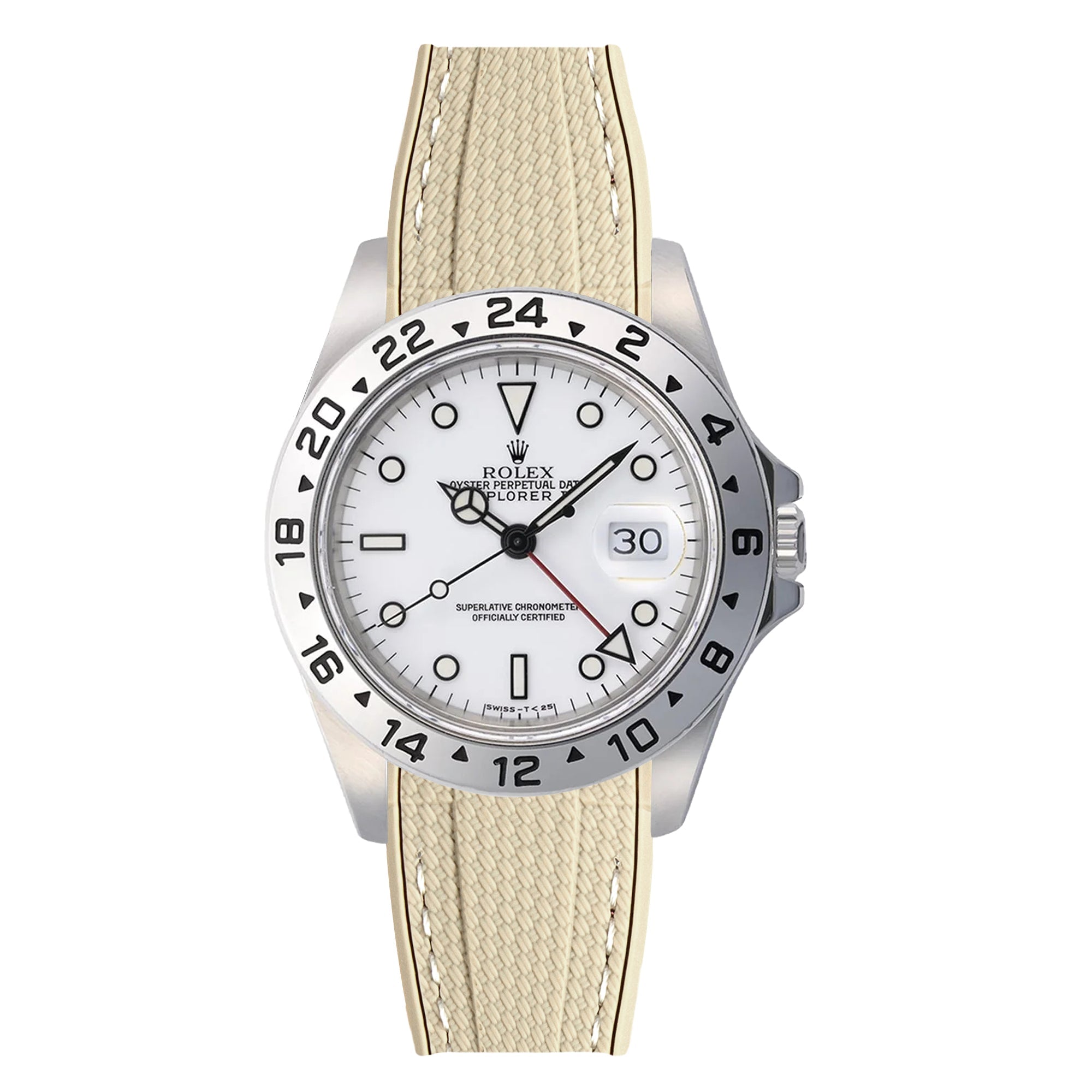 Beige Textured Rubber Watch Band | Rolex Explorer II | 20mm