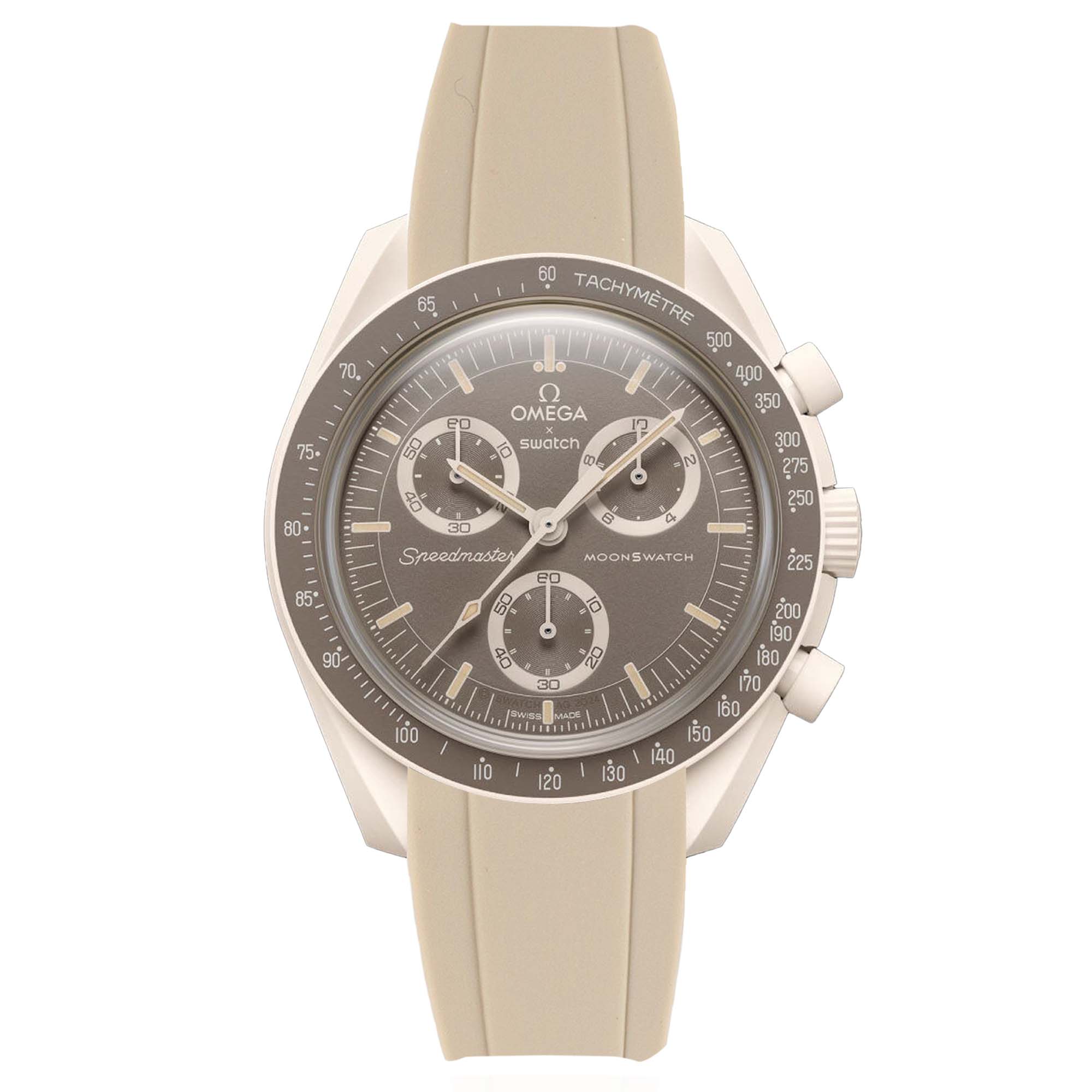 Beige Curved End Rubber Strap | Omega x Swatch | Mission on Earth – Desert