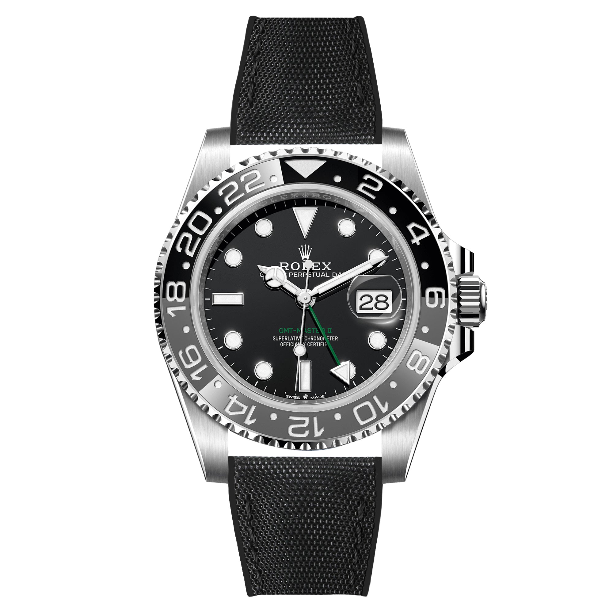 Black Luca Canvas Nylon Hybrid Strap | Rolex GMT-Master II