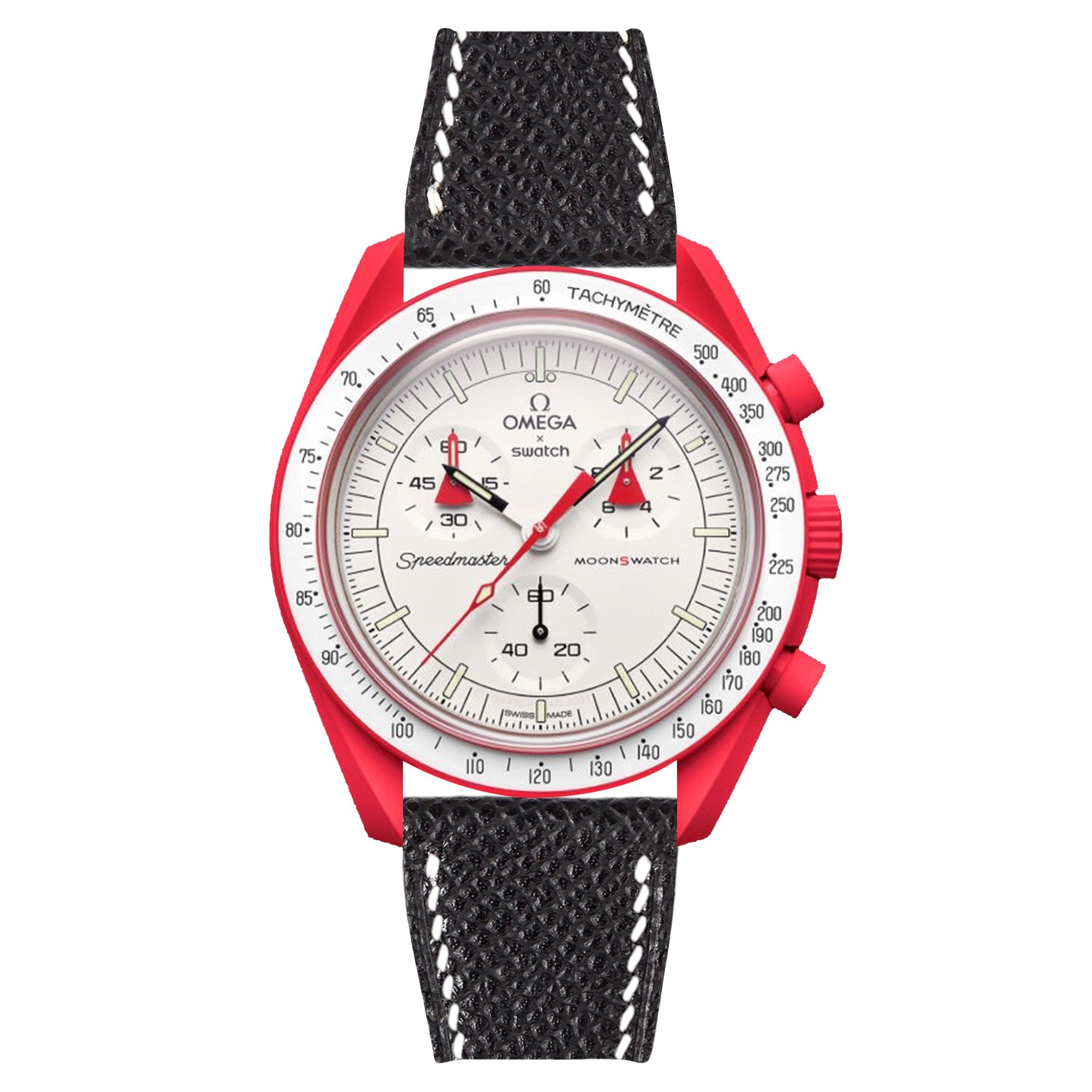 Black Epsom Leather Strap | Omega x Swatch Moonswatch Mission to Mars ...