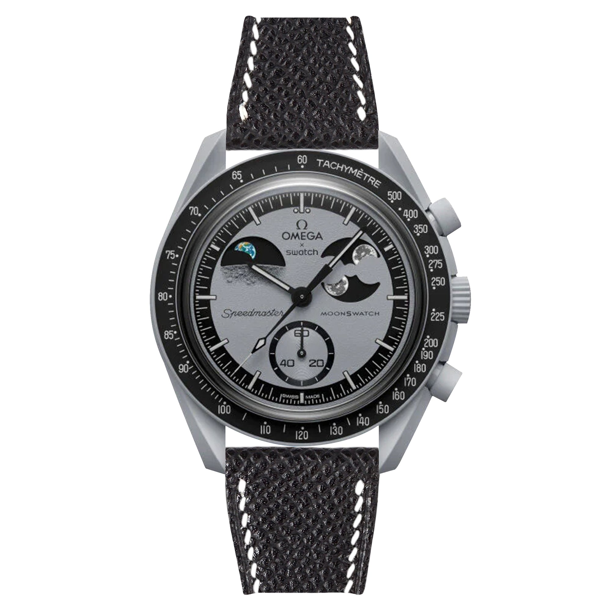 Black Epsom Leather Watch Strap | Omega x Swatch Moonswatch | 20mm