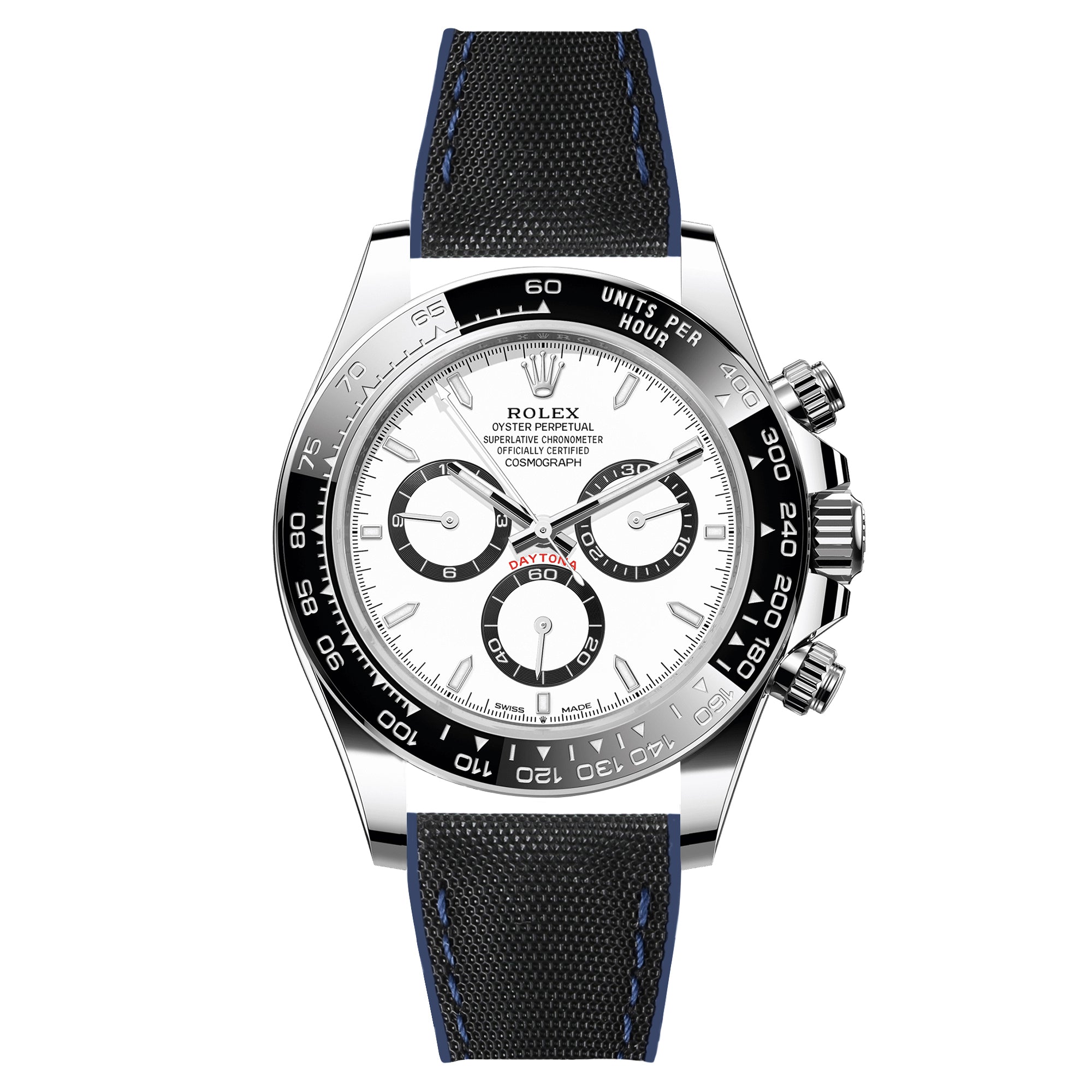 Blue Luca Canvas Nylon Hybrid Strap | Rolex Daytona Cosmograph