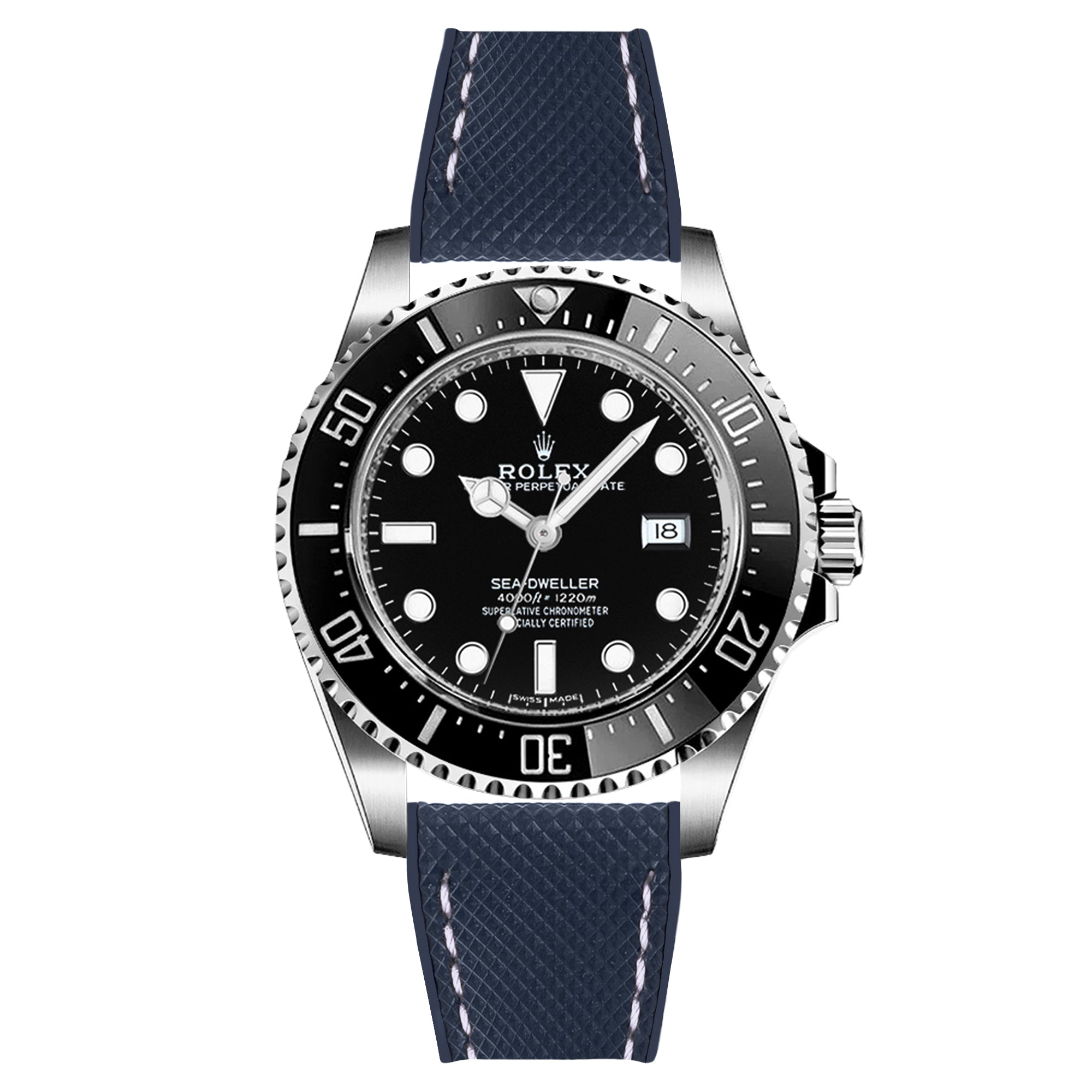 Blue Nylon & FKM Rubber Hybrid Strap for Rolex Sea-Dweller - 20mm