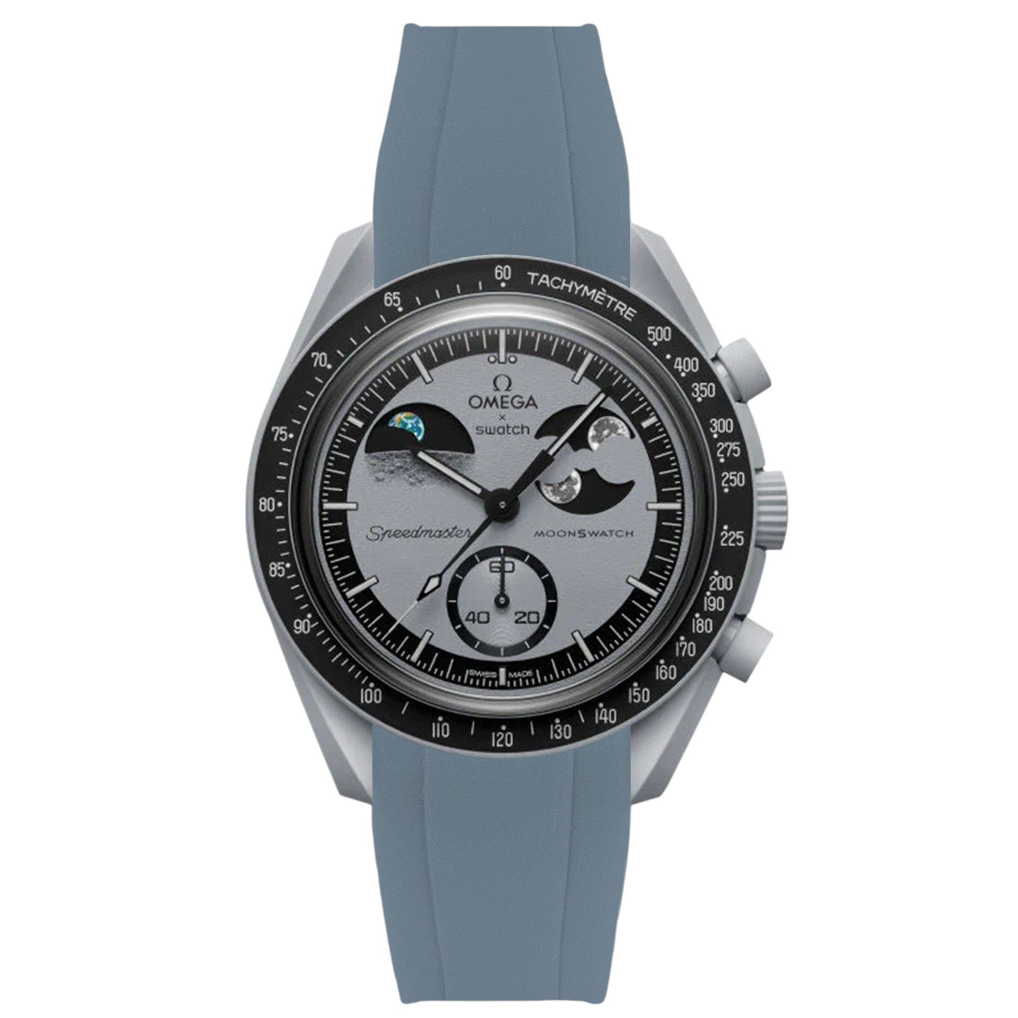 Dark Grey Curved End Rubber Watch Band | Omega x Swatch | Mission to ...