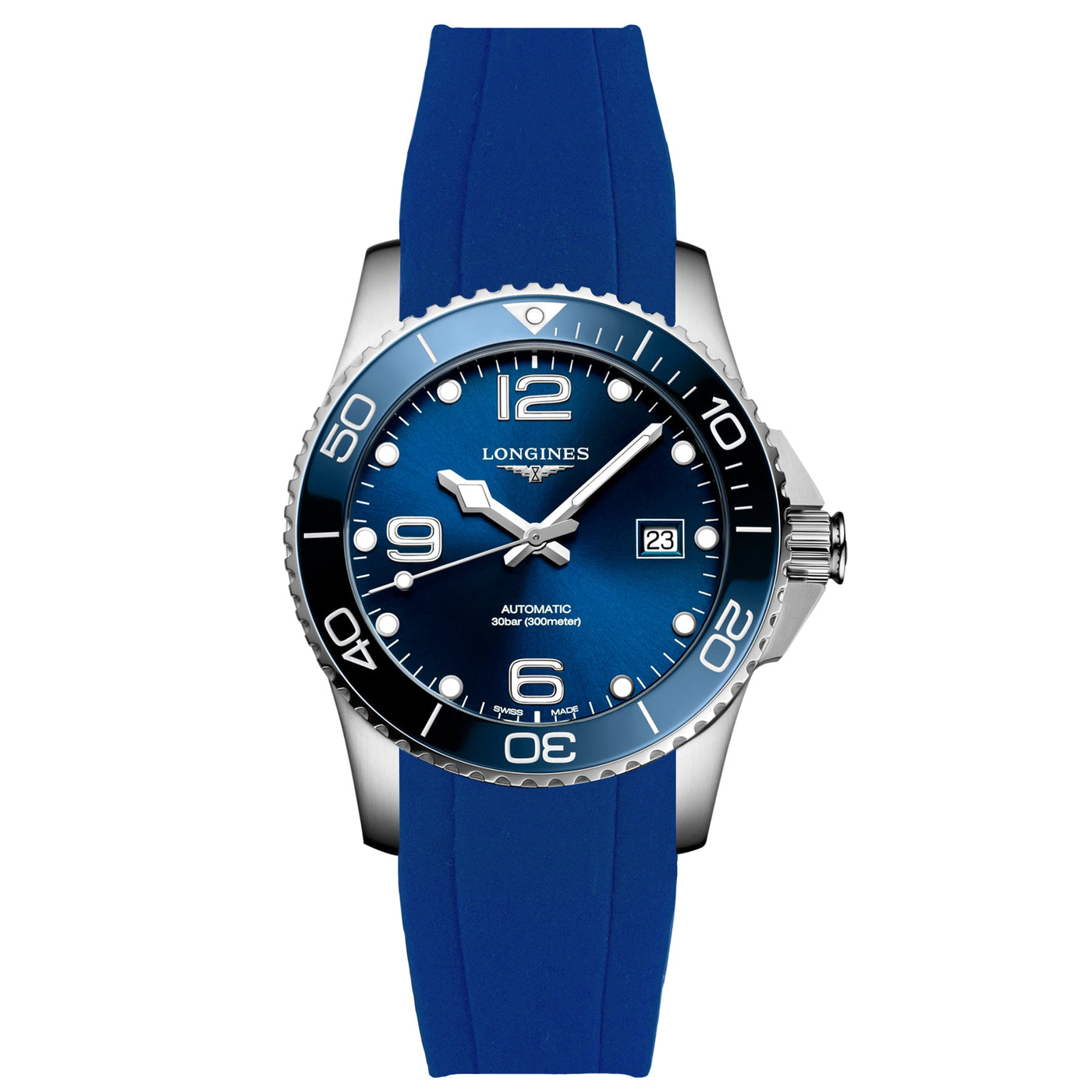 Black Curved End Rubber Strap | Longines HydroConquest | 21mm