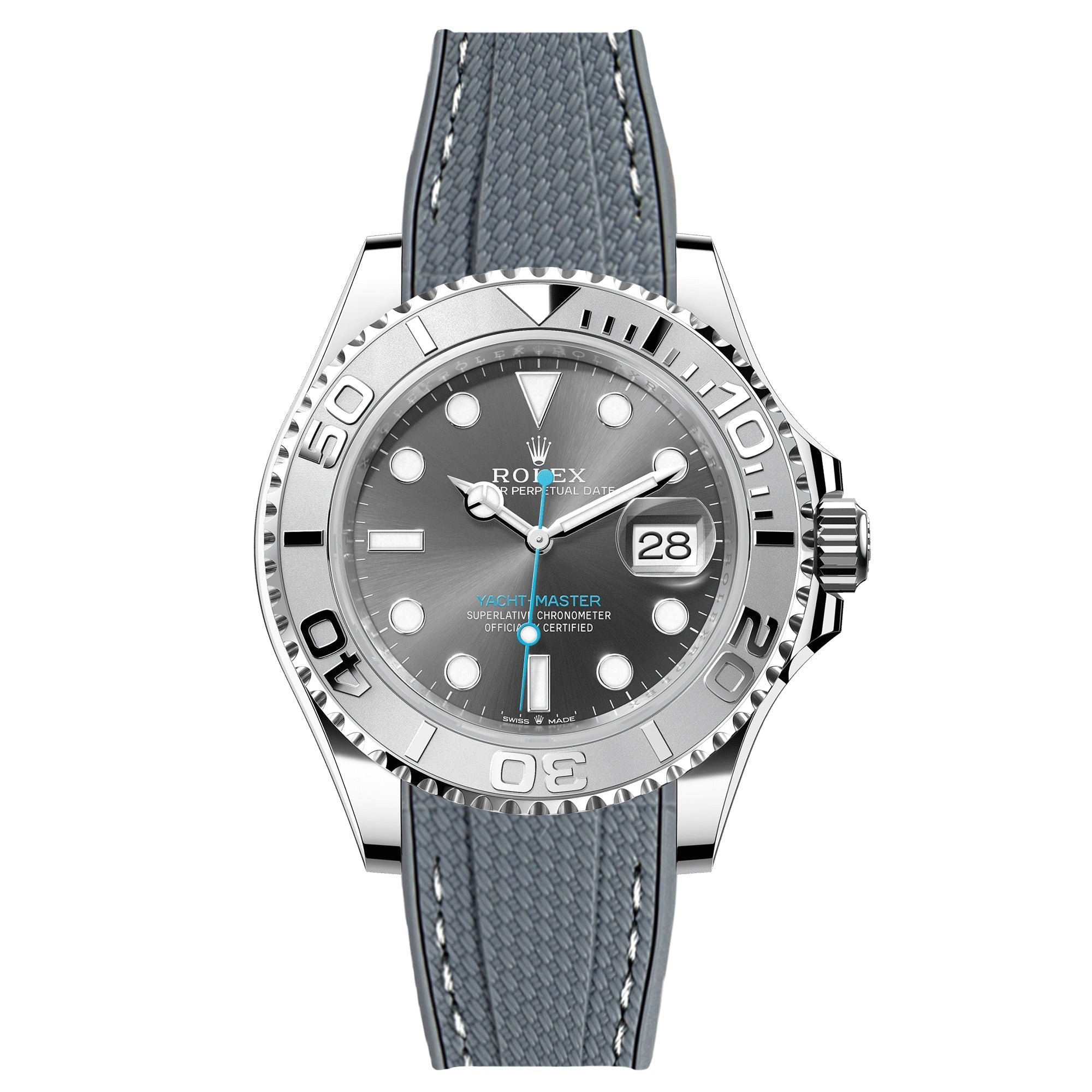 Grey/White Textured Rubber Watch Strap | Rolex Yacht-Master | 20mm