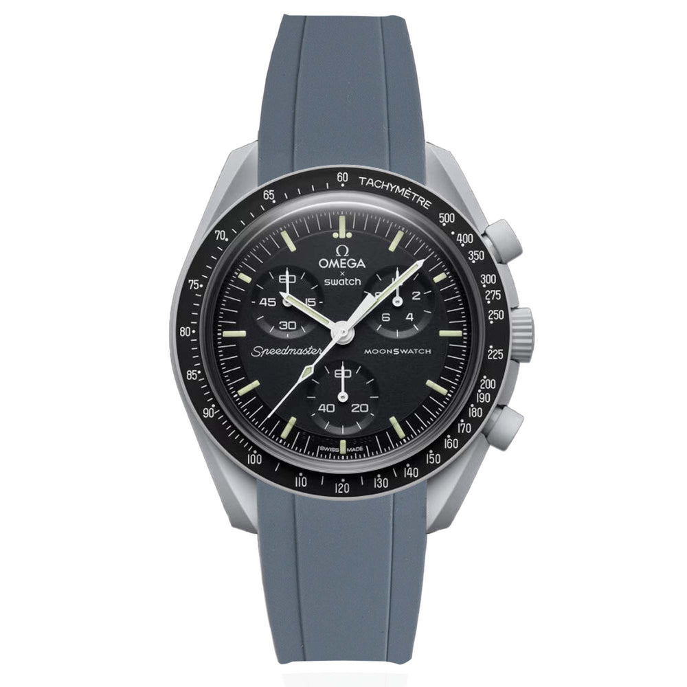 Dark Grey Curved End Rubber Watch Band | Omega x Swatch | Mission to ...