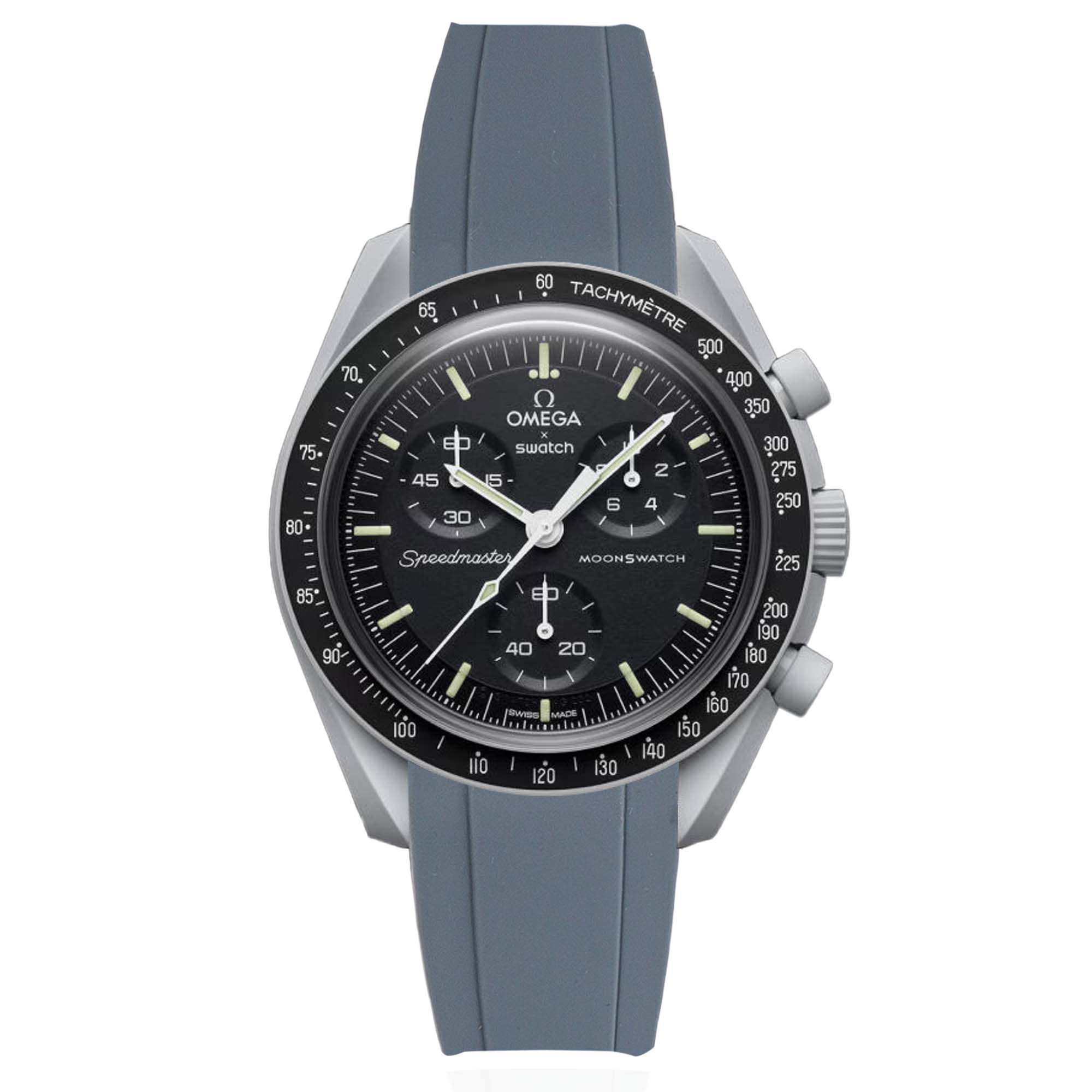Dark Grey Curved End Rubber Watch Strap | Omega x Swatch | 20mm
