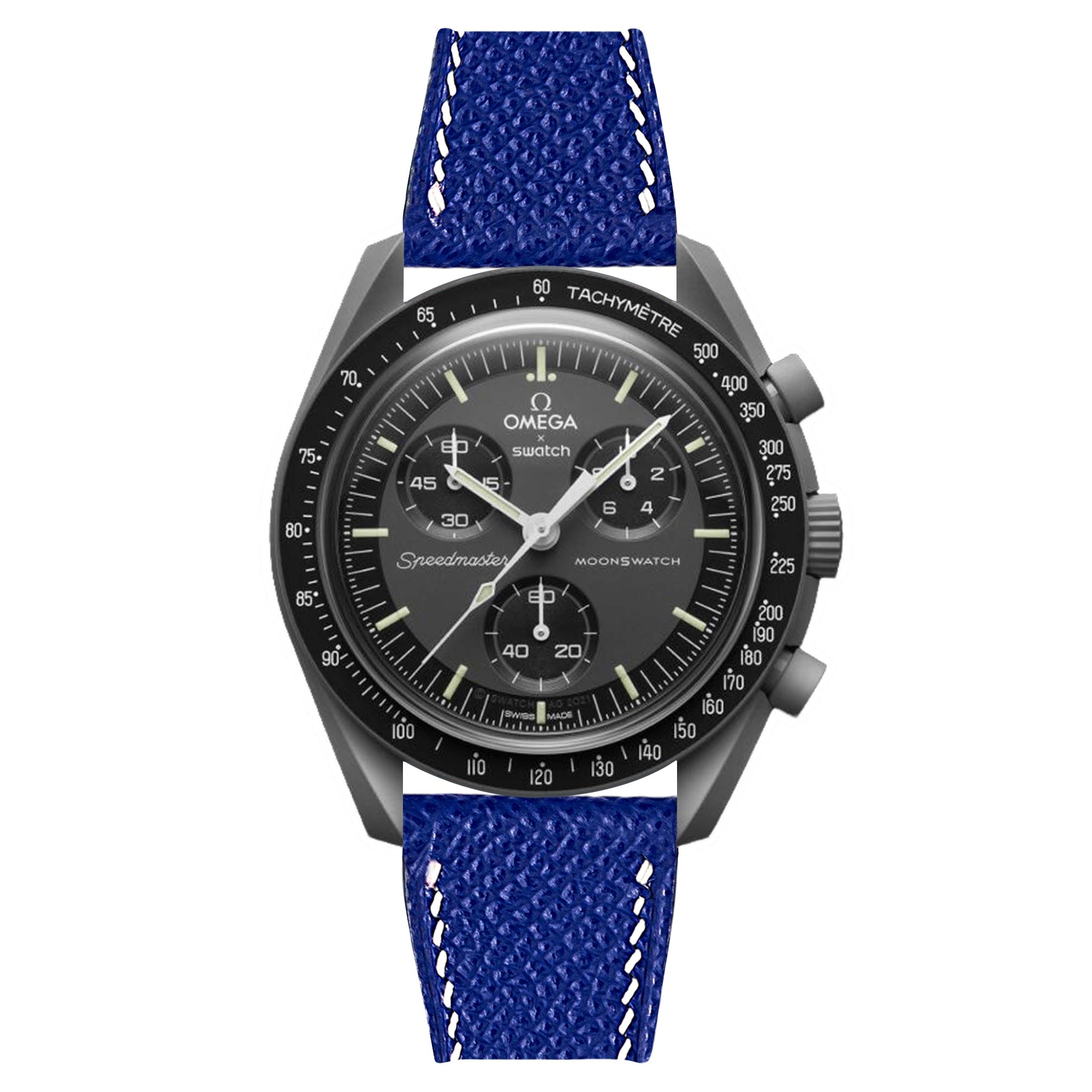 Electric Blue Epsom Leather Strap | Omega x Swatch Moonswatch Mission ...