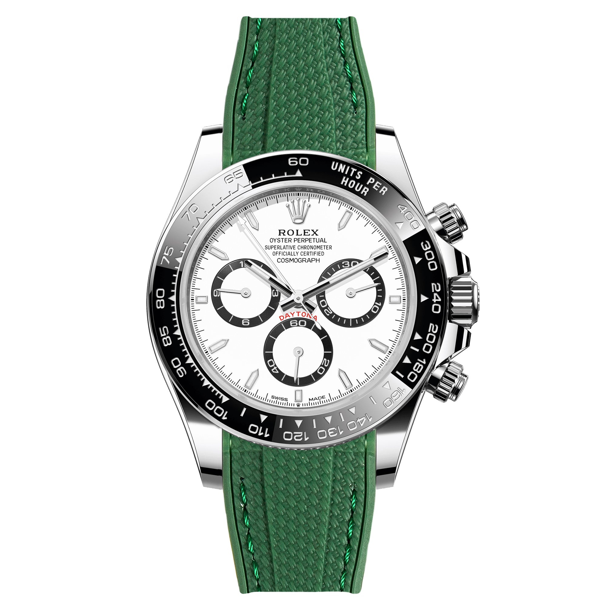 Dark Green Textured Rubber Watch Strap | Rolex Daytona | 20mm