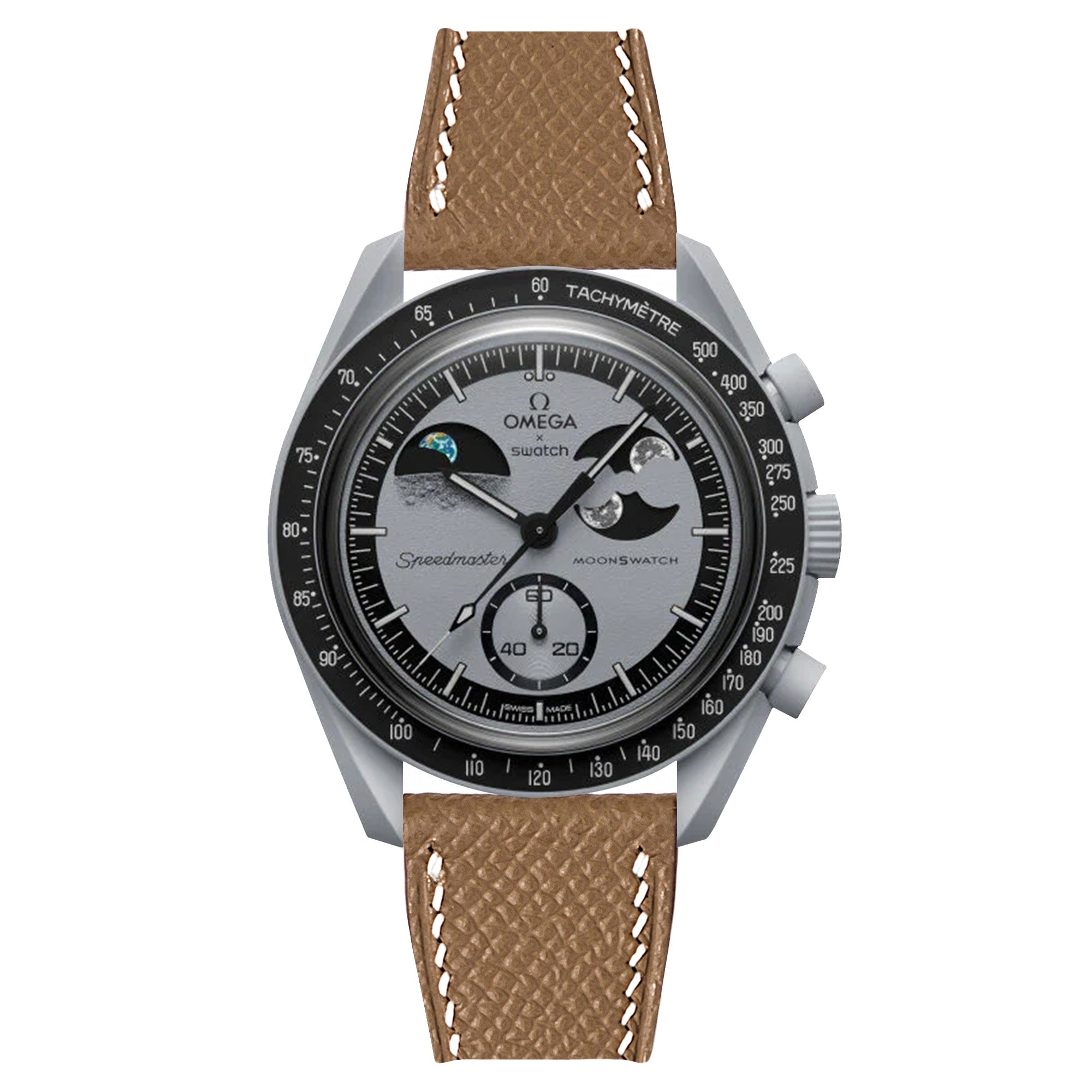 Gris Asphalte Epsom Leather Watch Strap | Omega x Swatch Moonswatch | 20mm