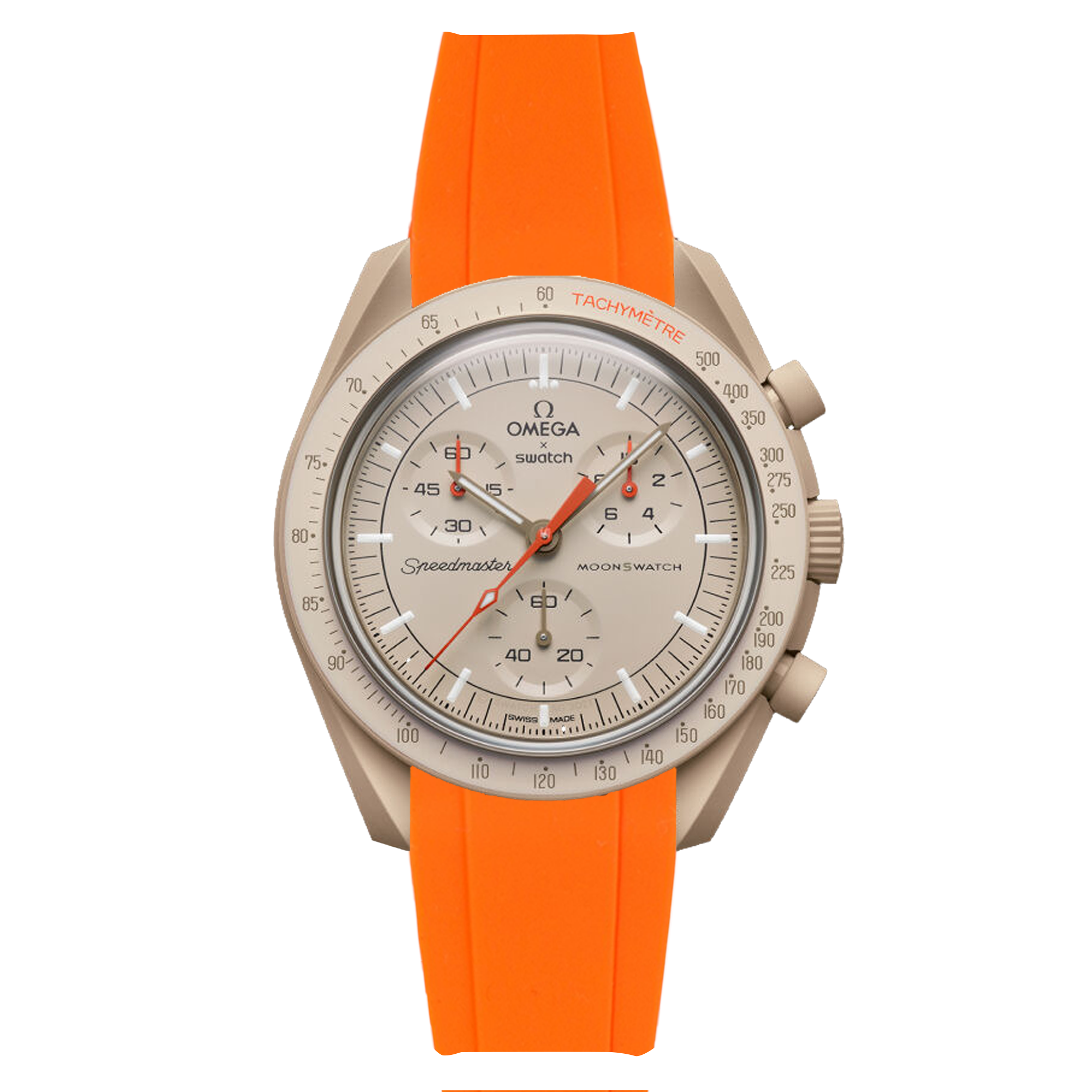 Orange Curved End Rubber Watch Band | Omega x Swatch | Mission to Jupiter