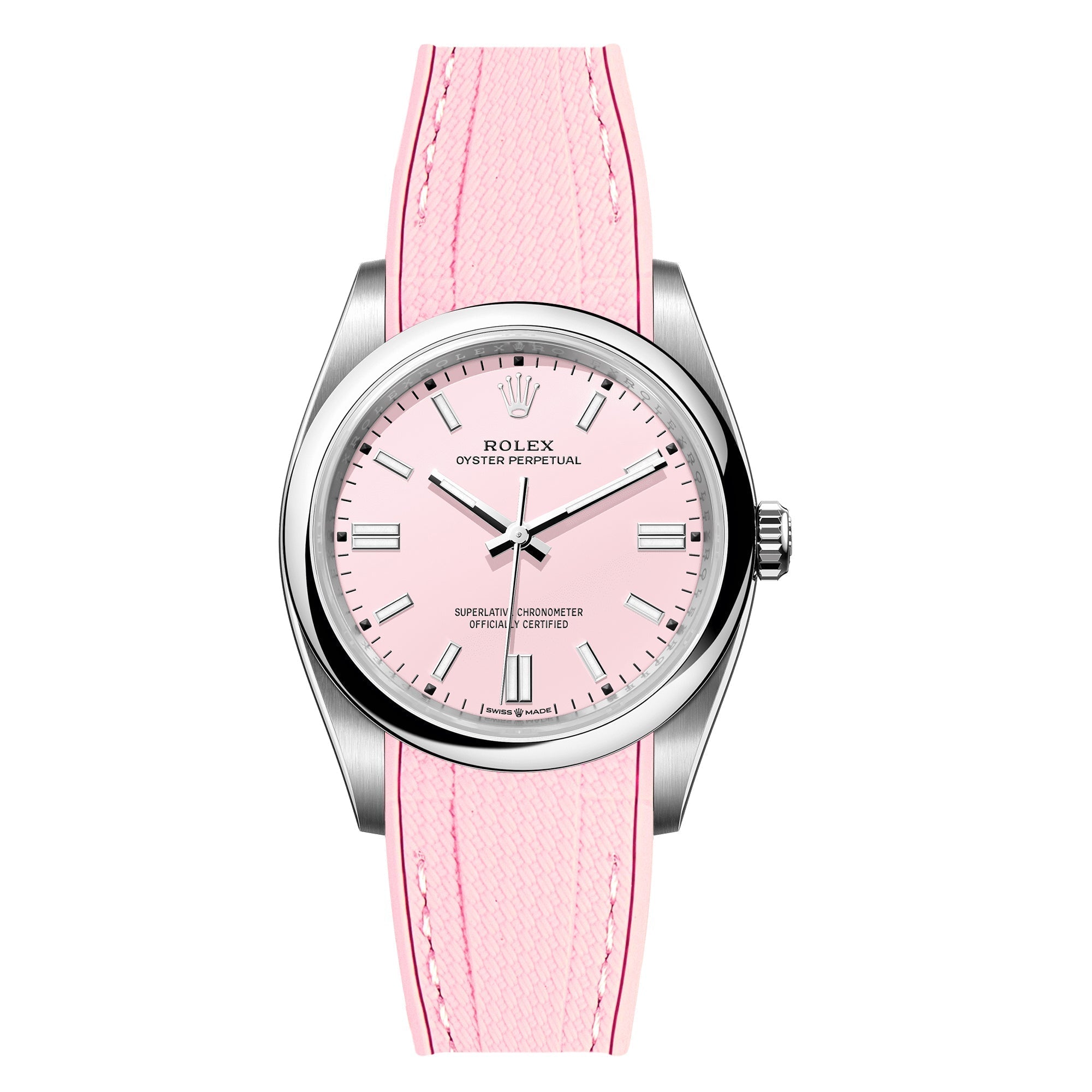 Pink Textured Rubber Watch Strap | Rolex Oyster Perpetual | 20mm