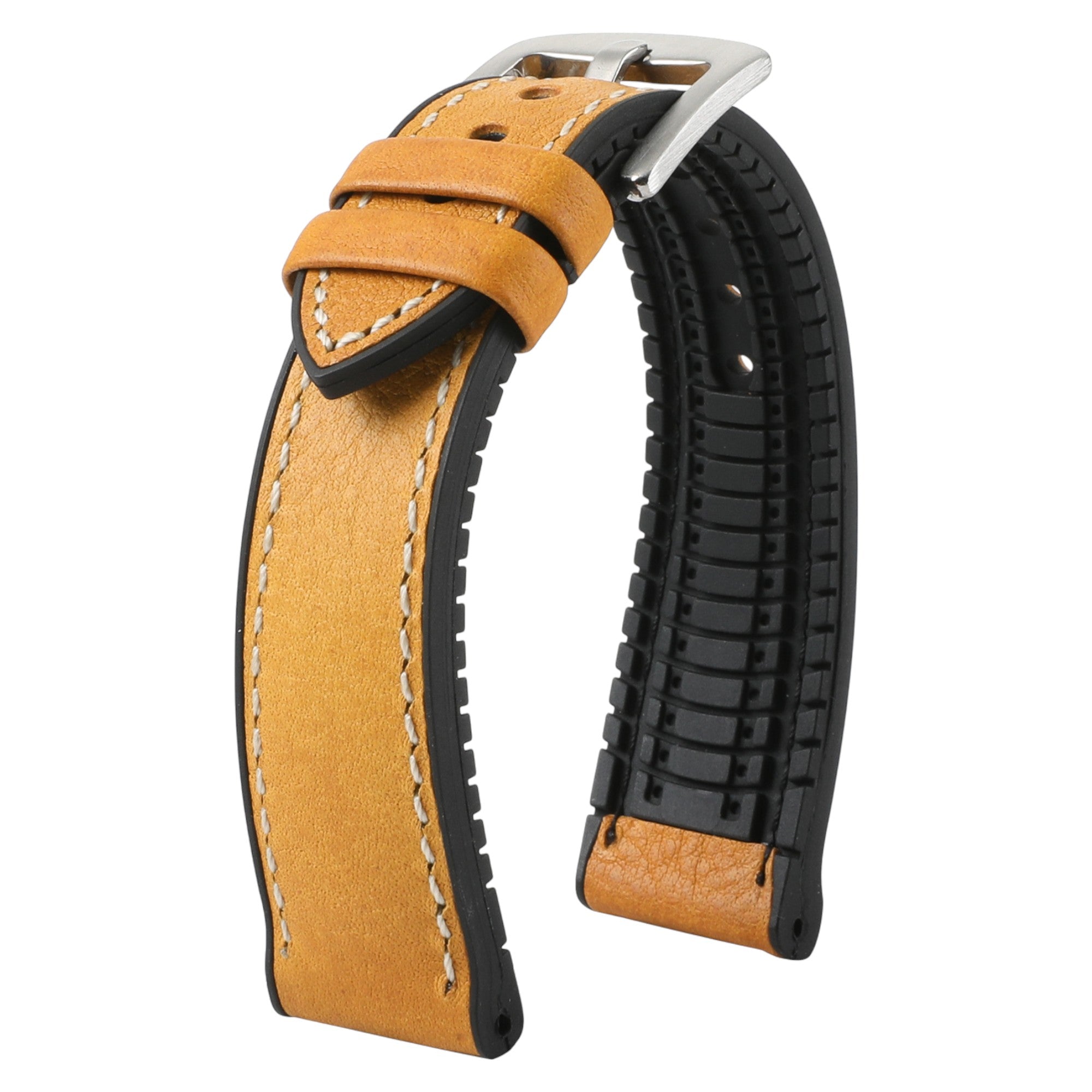 Italian Calf Leather Hybrid Performance Rubber Watch Strap