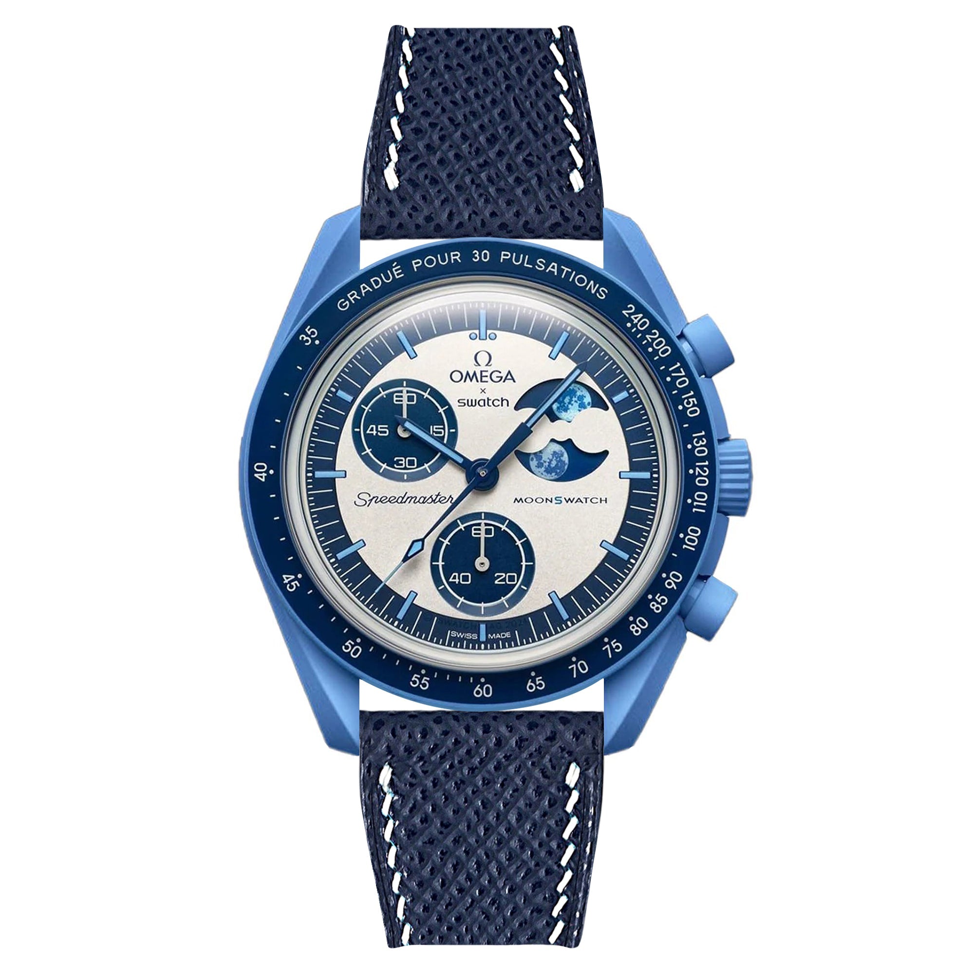 Navy Blue Epsom Leather Watch Band | Omega x Swatch Moonswatch Super ...