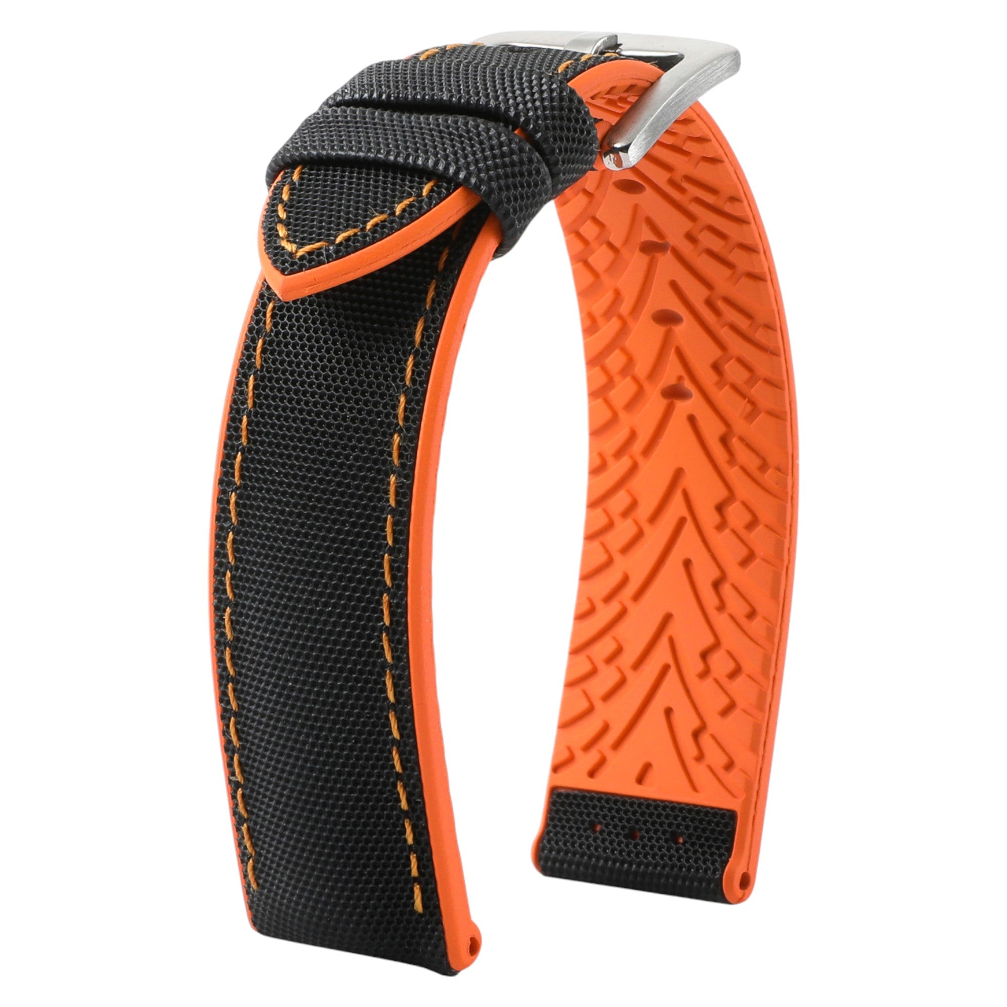 Hybrid Performance Canvas Nylon & Rubber Watch Strap Black