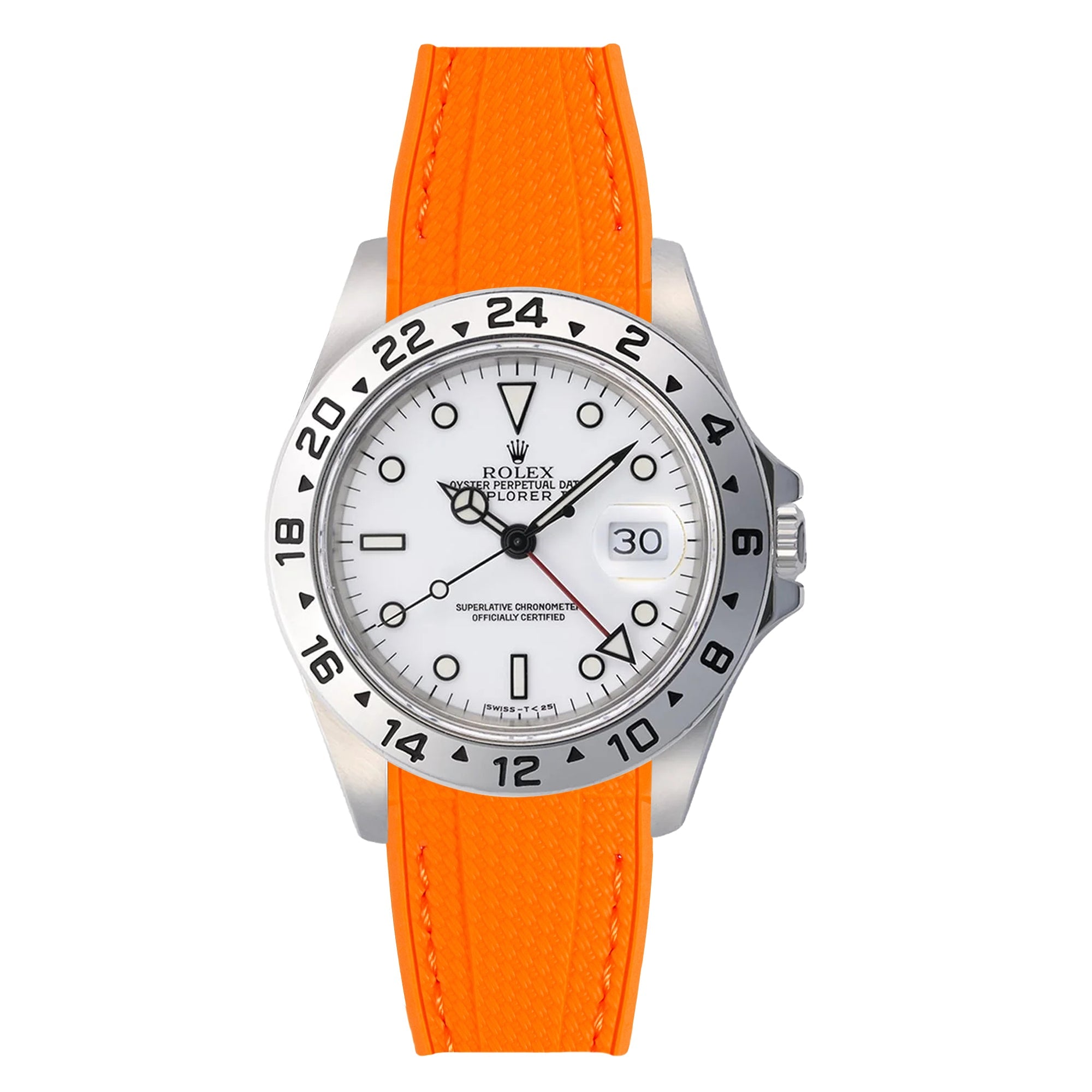 Orange Textured Rubber Watch Band | Rolex Explorer II | 20mm
