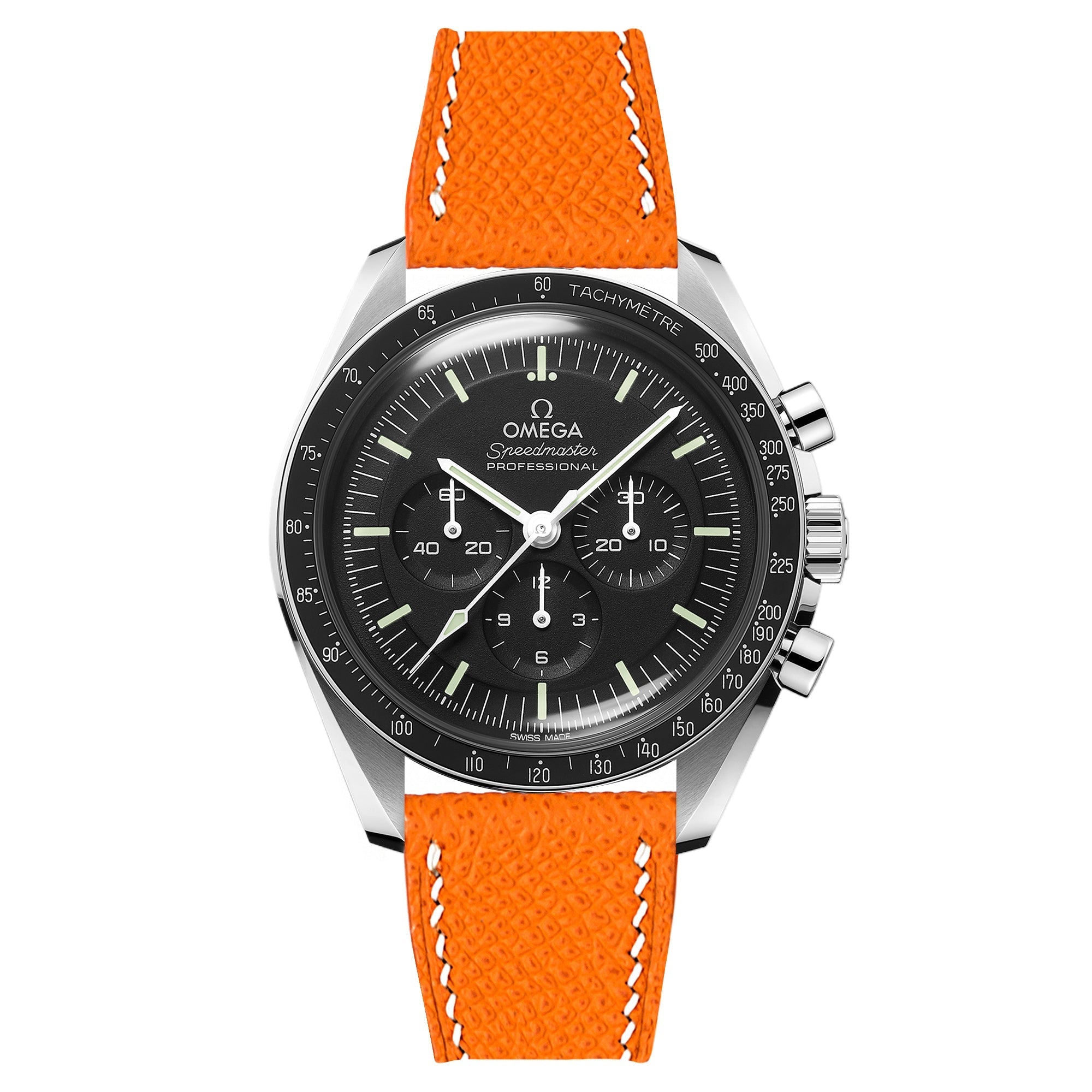 Orange Epsom Leather Watch Strap | Omega Speedmaster | 20mm | Quick Release