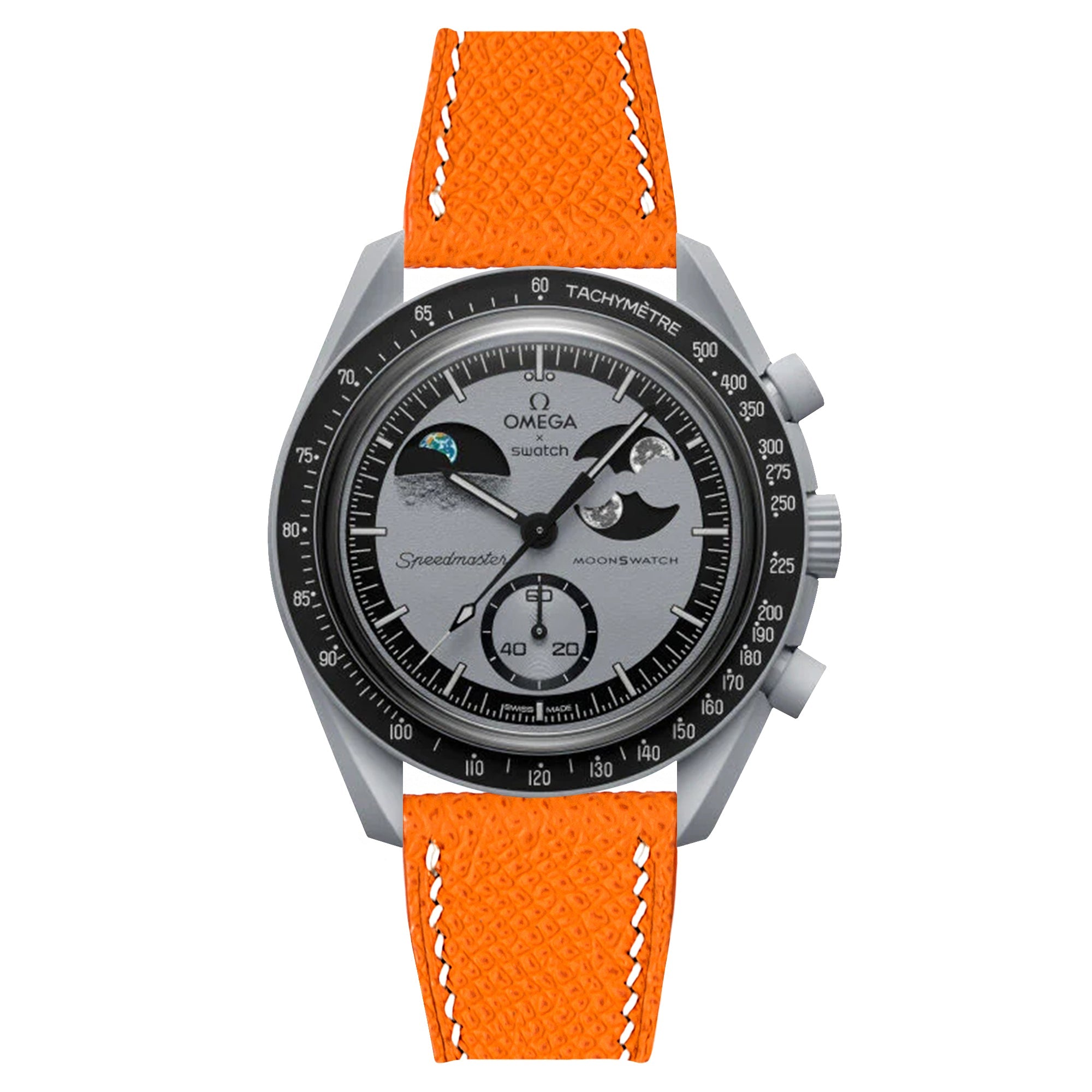 Orange Epsom Leather Watch Strap for Omega x Swatch Moonswatch | 20mm