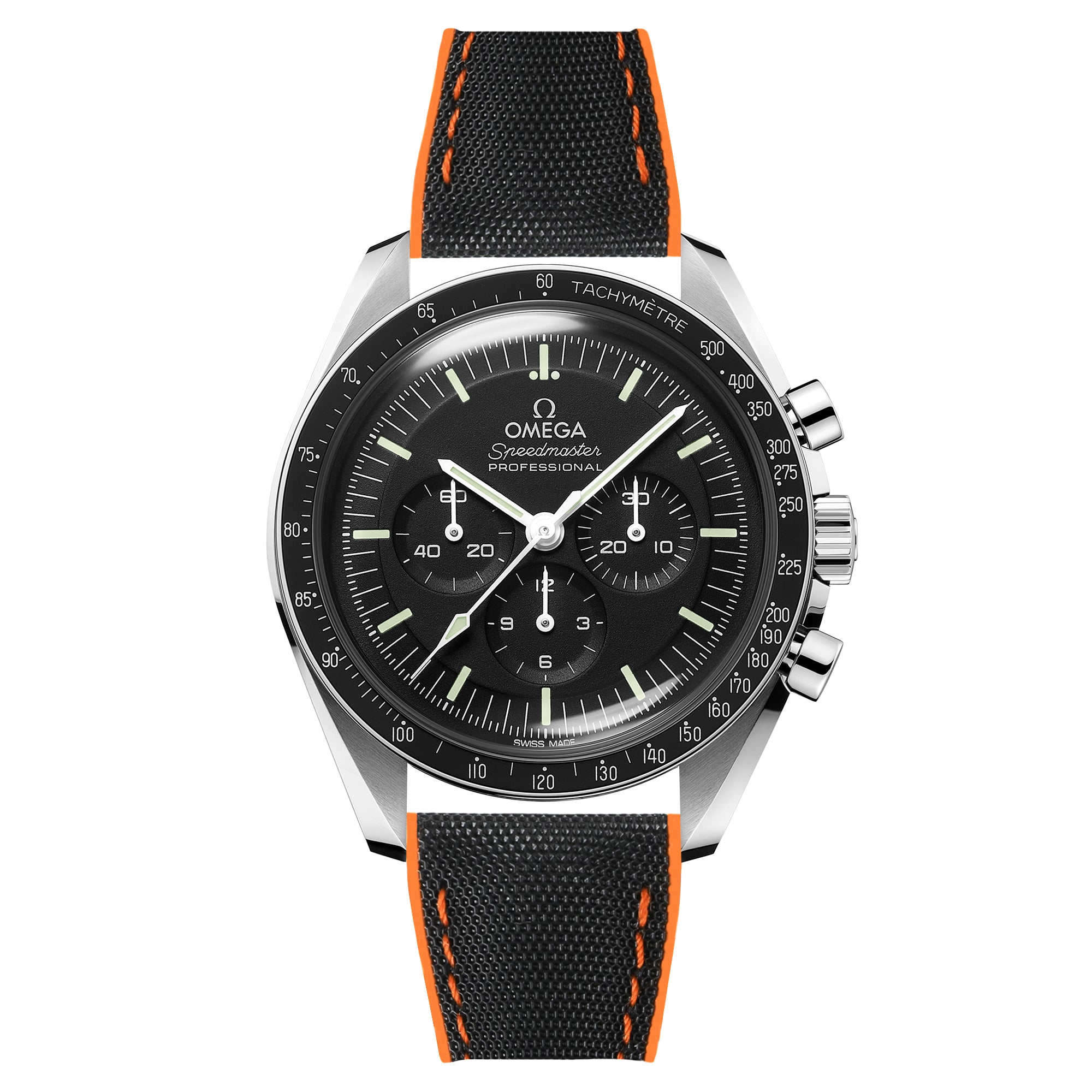Orange Luca Canvas Nylon Hybrid Strap | Omega Speedmaster Moonwatch