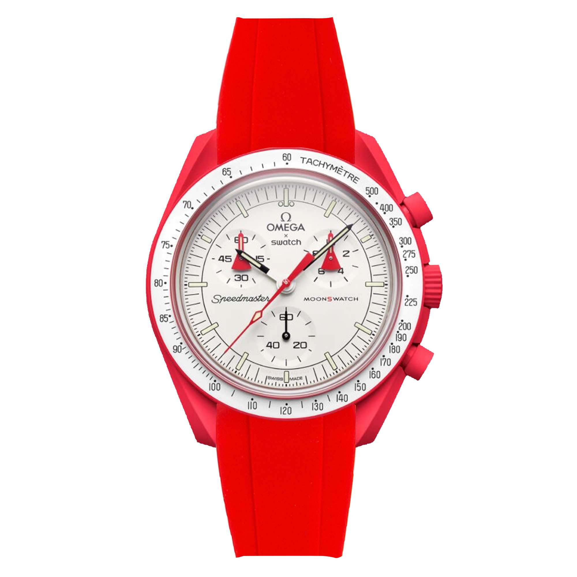 Red Curved End Rubber Strap | Omega x Swatch MoonSwatch Mission to Mars ...