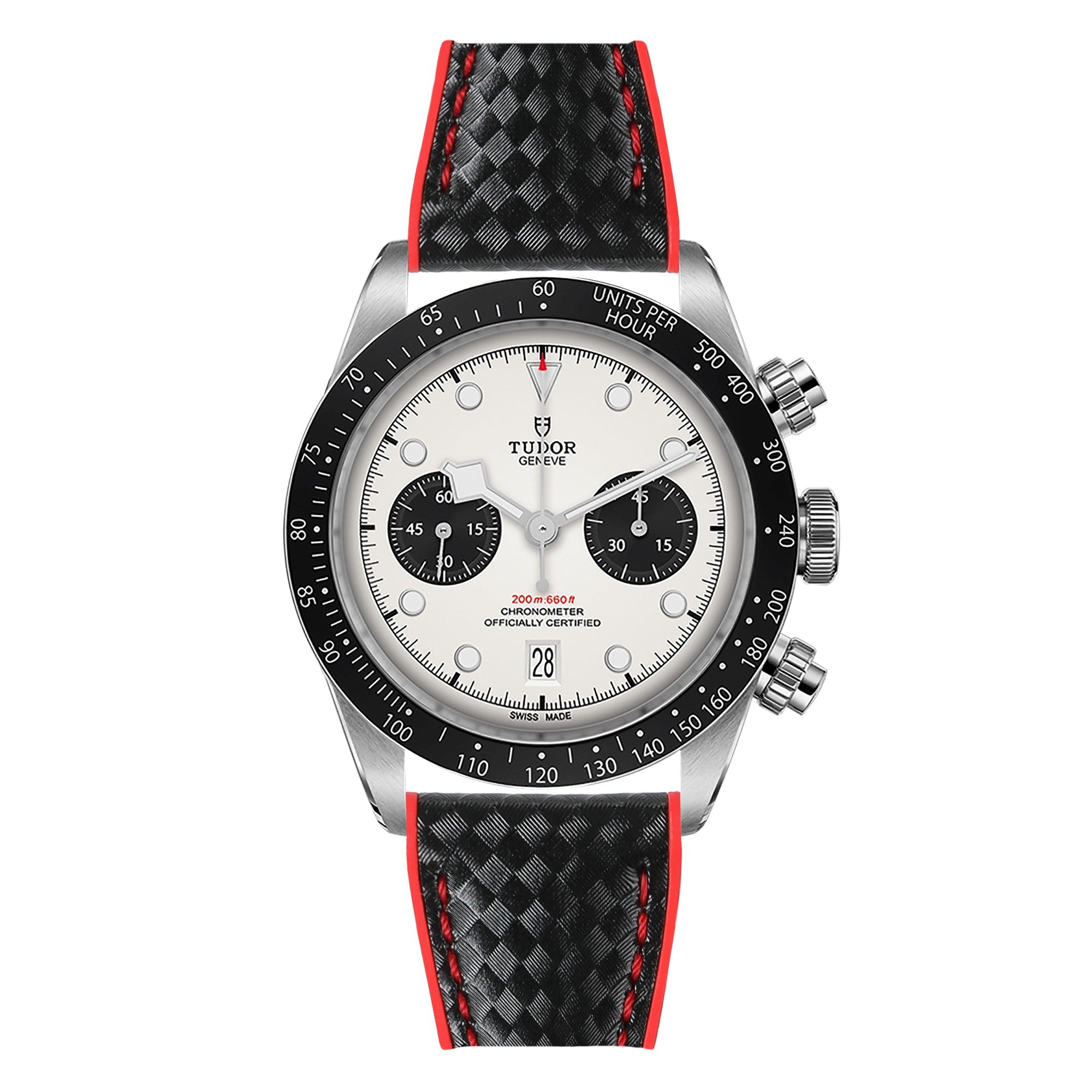 Red Ezra Leather Hybrid Strap | Tudor Black Bay Chrono