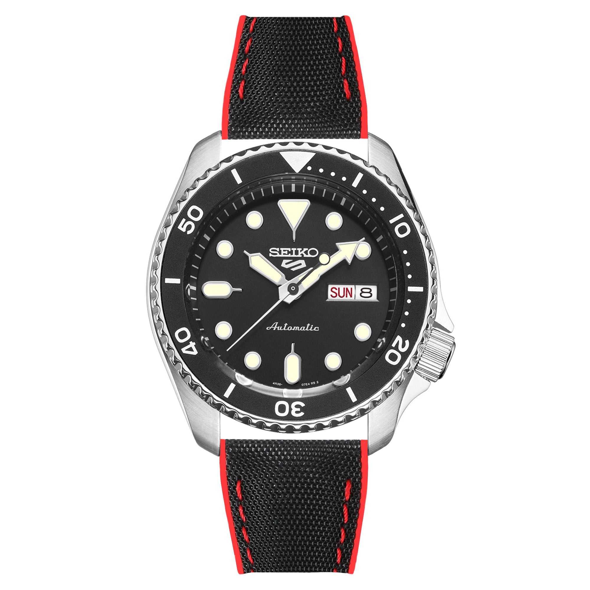 Red Luca Canvas Nylon Hybrid Strap | Seiko 5 Sports