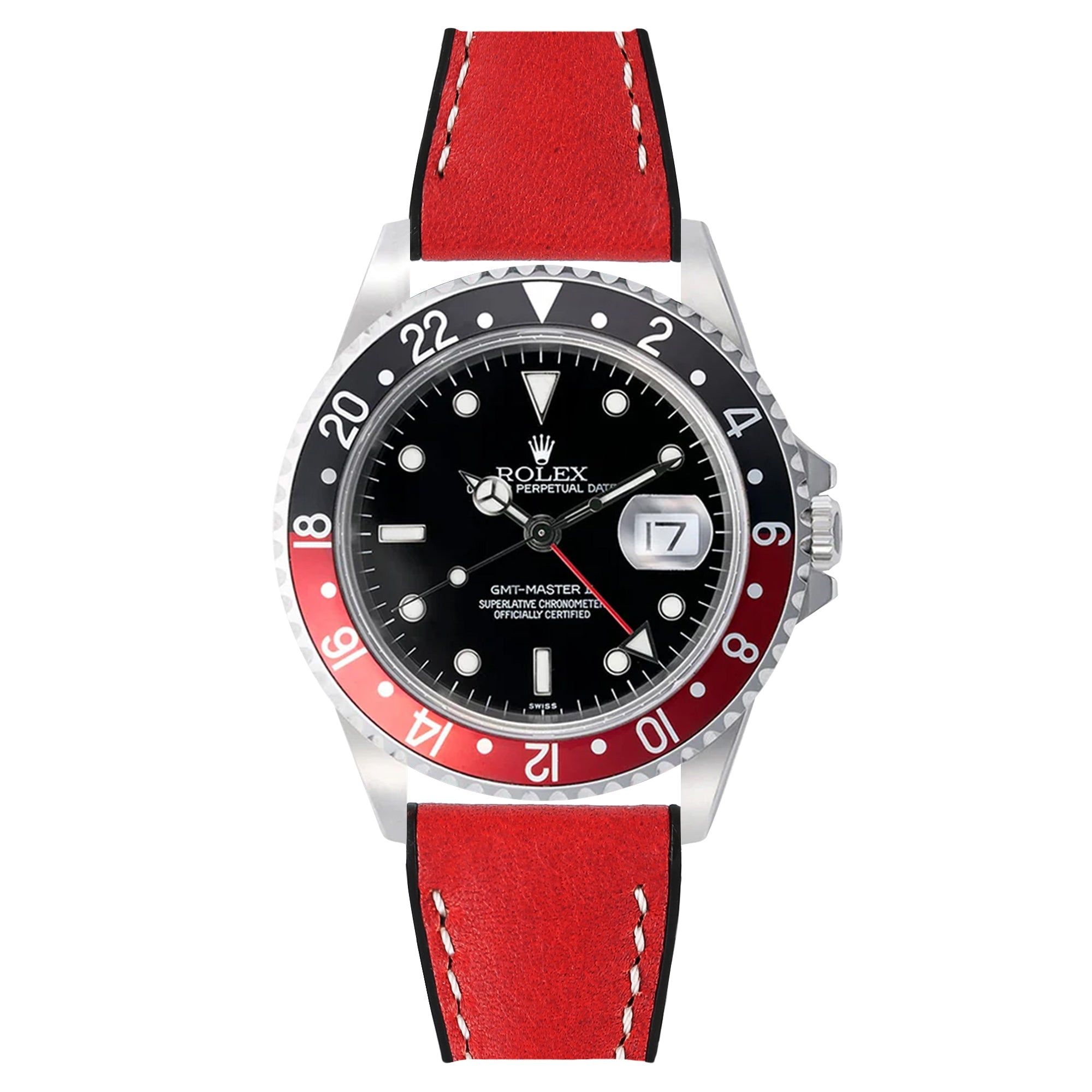 Red Watts Leather Rubber Hybrid Strap | Rolex GMT-Master I & II