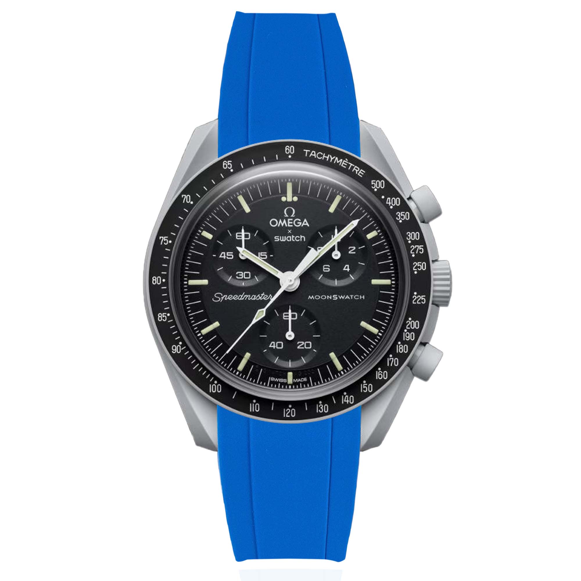 Royal Blue Curved End Rubber Watch Band | Omega x Swatch | 20mm