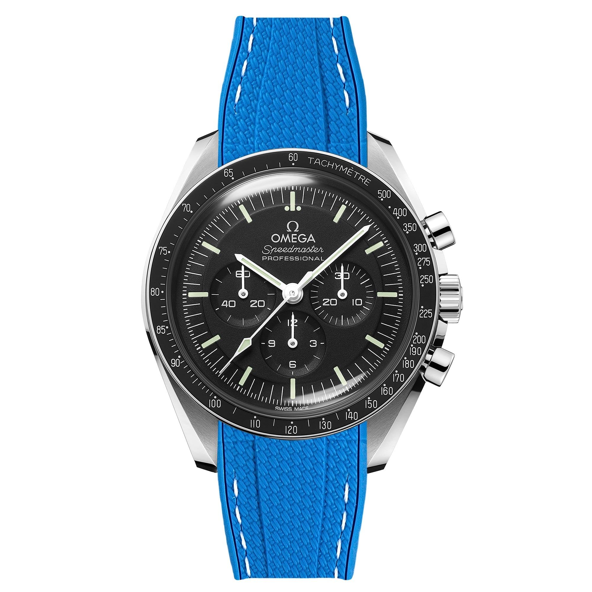 Azure Textured Rubber Watch Strap | Omega Speedmaster Moonwatch | 20mm