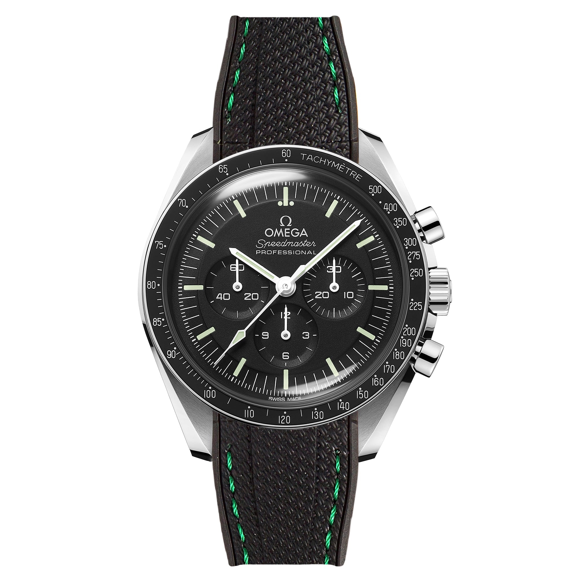 Black & Green Textured Rubber Watch Strap | Omega Speedmaster Moonwatch ...