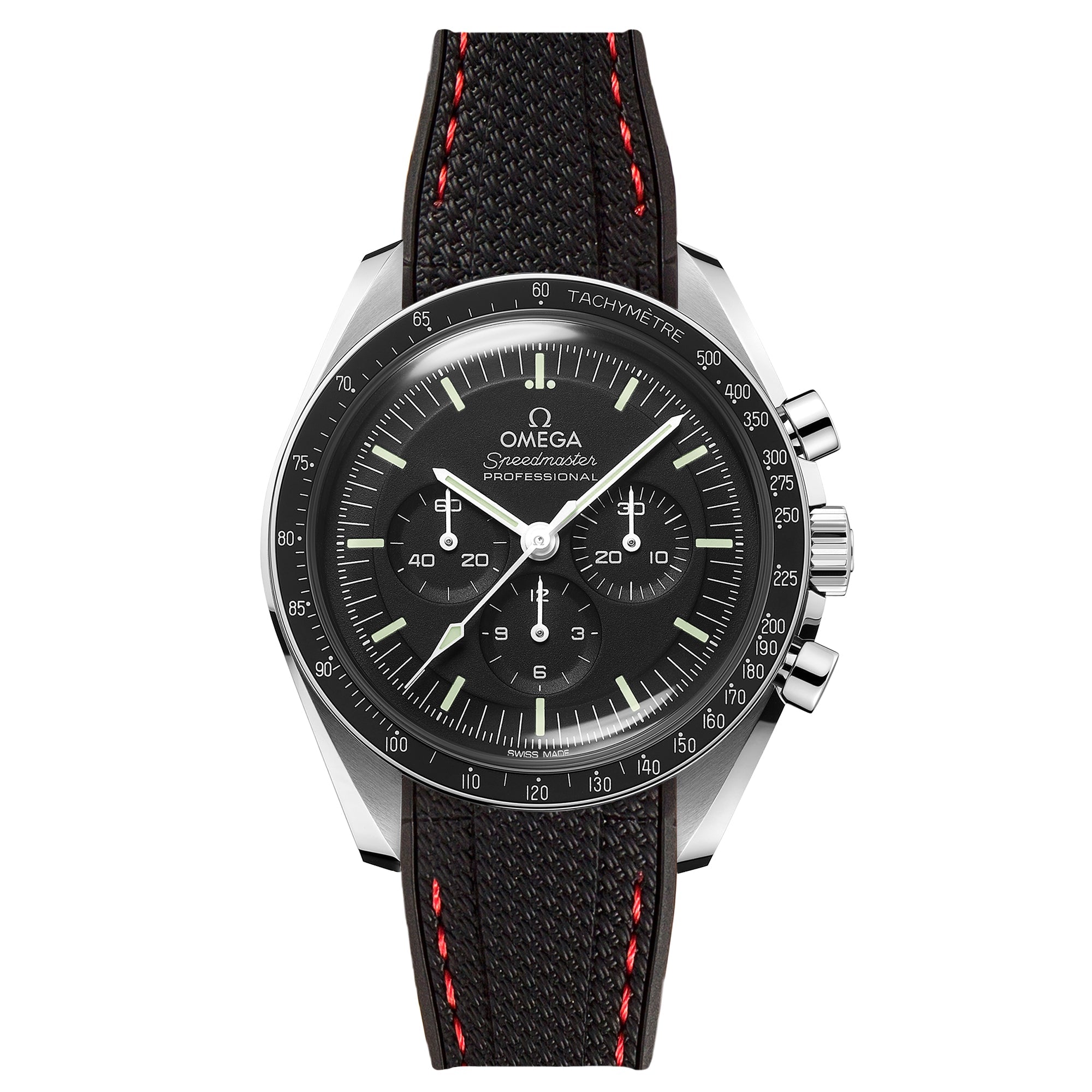 Black & Red Textured Rubber Watch Strap | Omega Speedmaster Moonwatch ...
