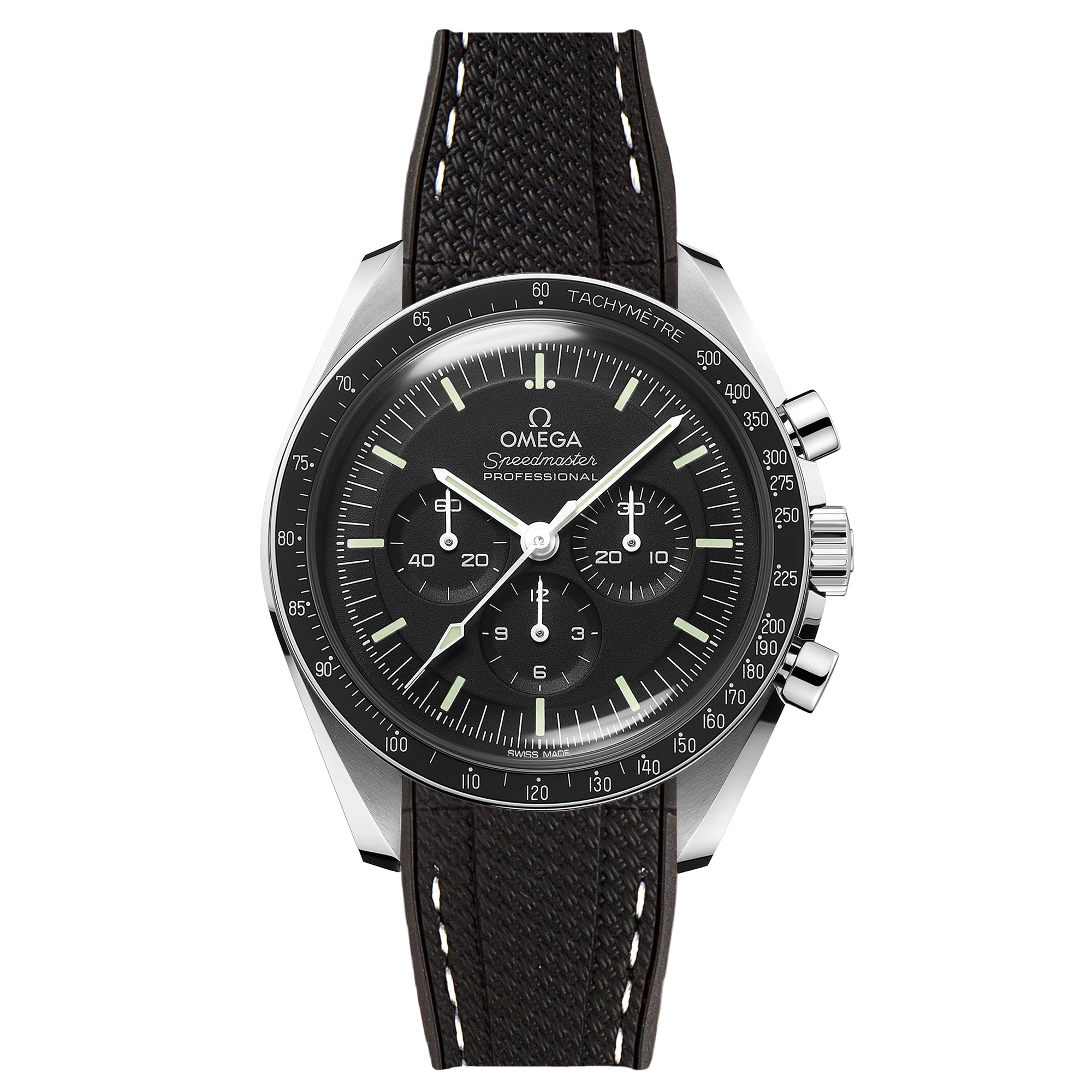 Black & White Textured Rubber Watch Strap | Omega Speedmaster Moonwatch ...