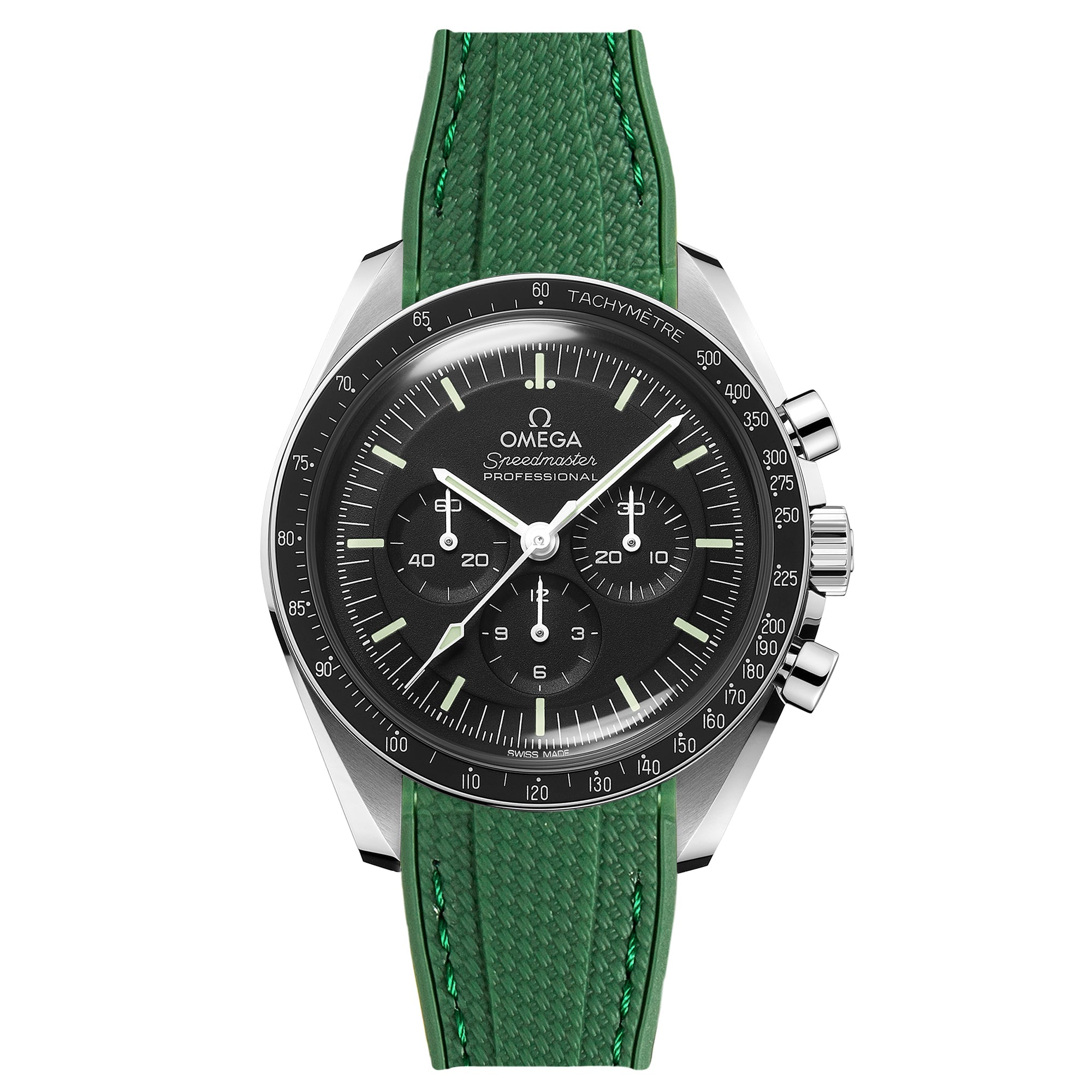 Dark Green Textured Rubber Watch Strap | Omega Speedmaster Moonwatch | 20mm