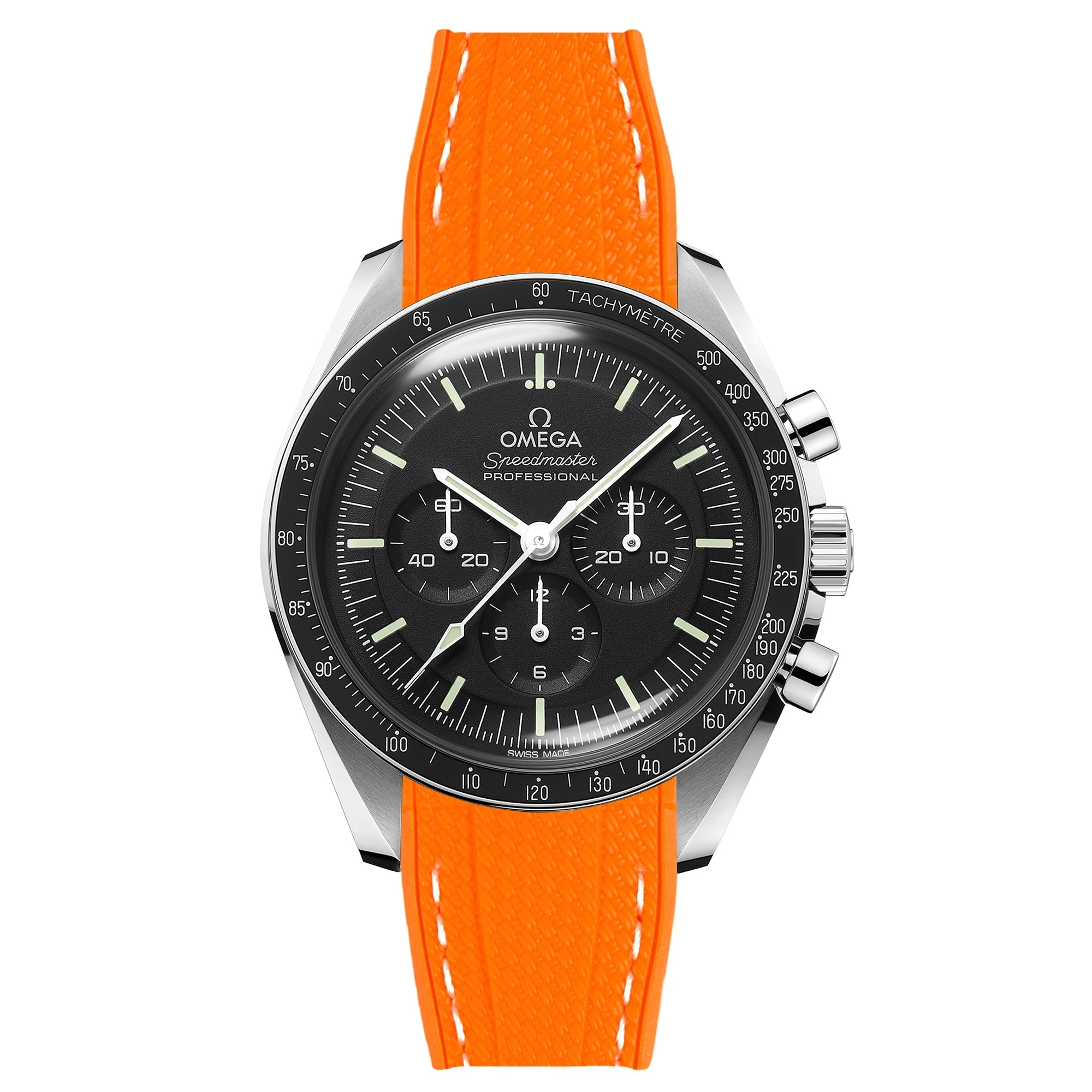 Orange & White Rubber Watch Strap | Omega Speedmaster | 20mm
