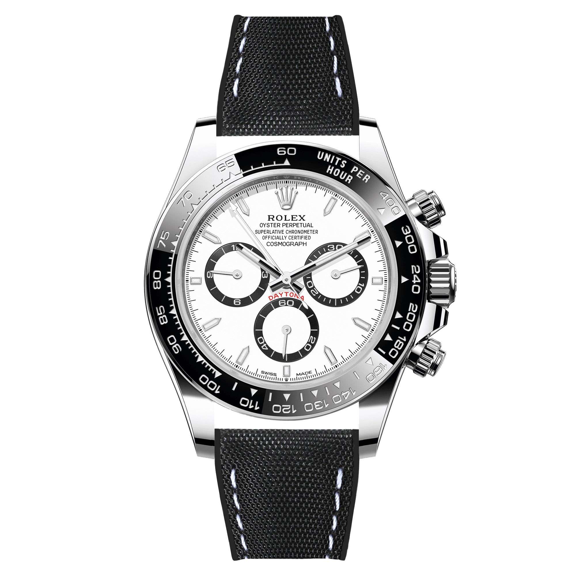 White Luca Canvas Nylon Hybrid Strap | Rolex Daytona Cosmograph