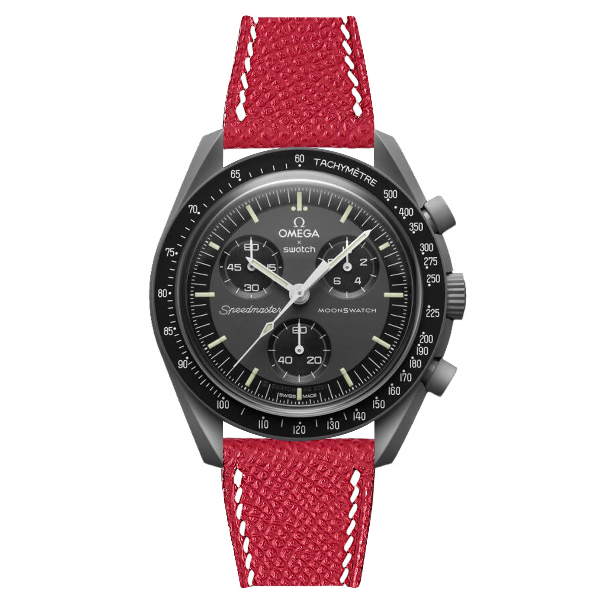 Wine Red Epsom Leather Strap | Omega x Swatch Moonswatch Mission to ...
