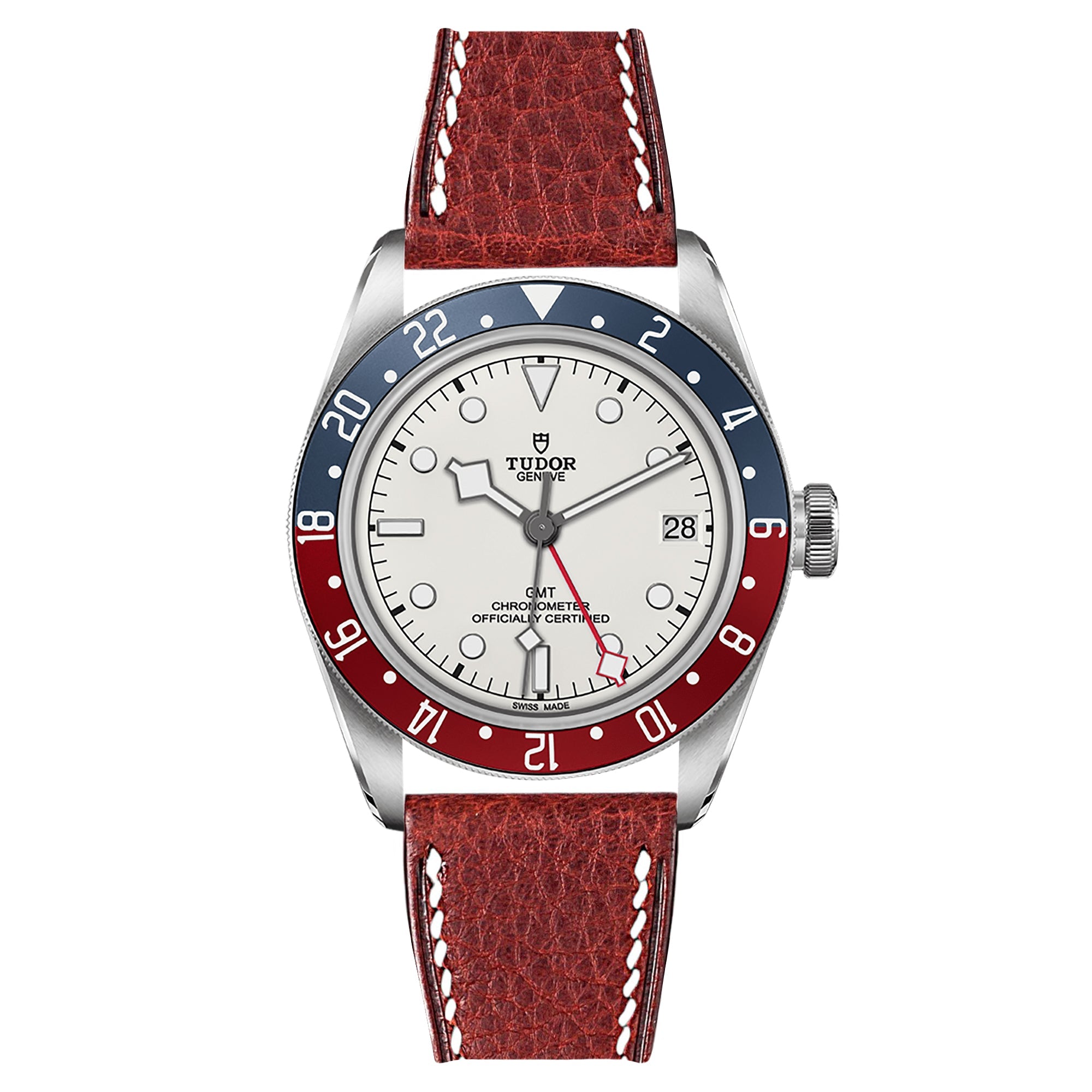 Wine Red Minerva Box Leather Watch Band for Tudor Black Bay GMT - Quick ...