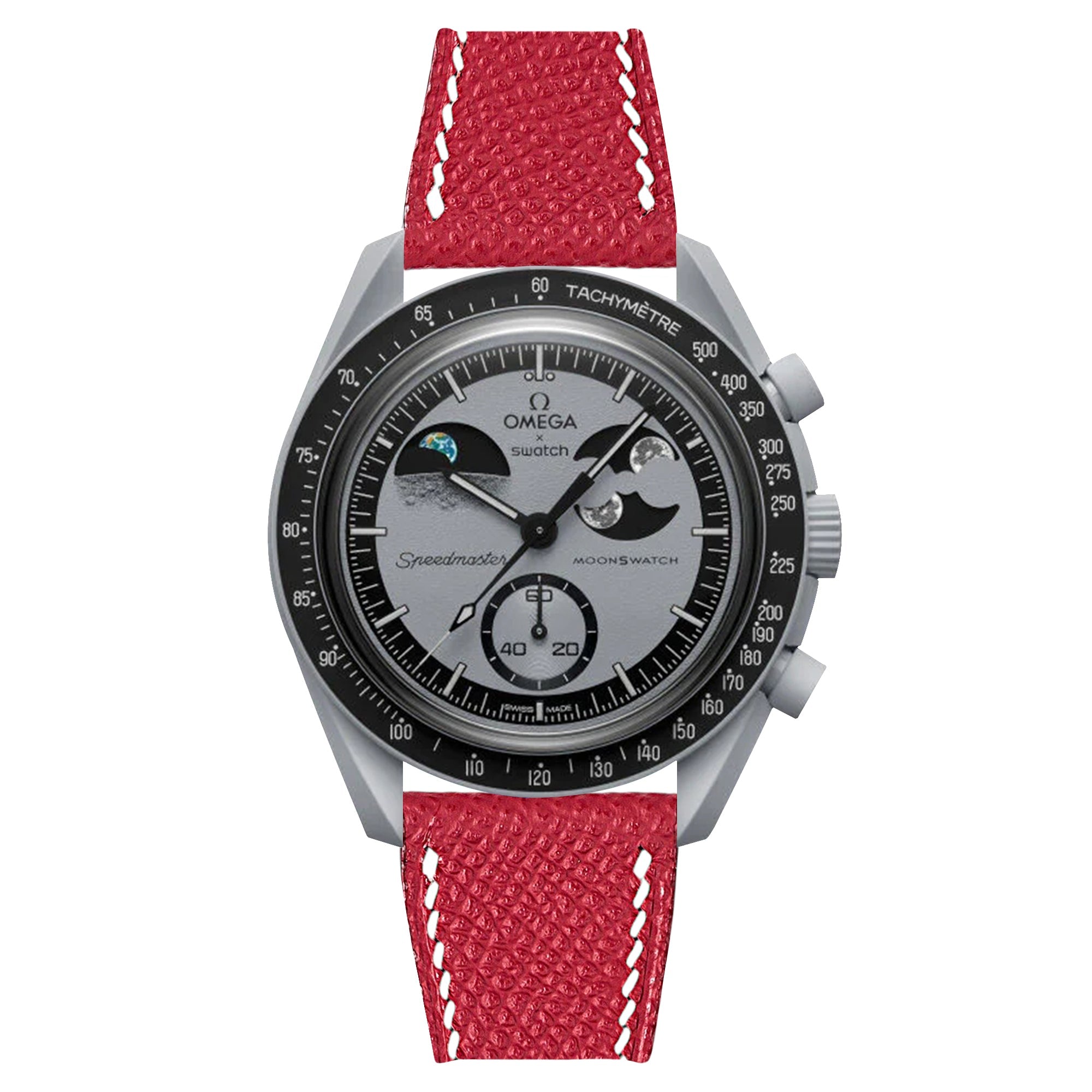 Wine Red Epsom Leather Watch Strap | Omega x Swatch Moonswatch | 20mm