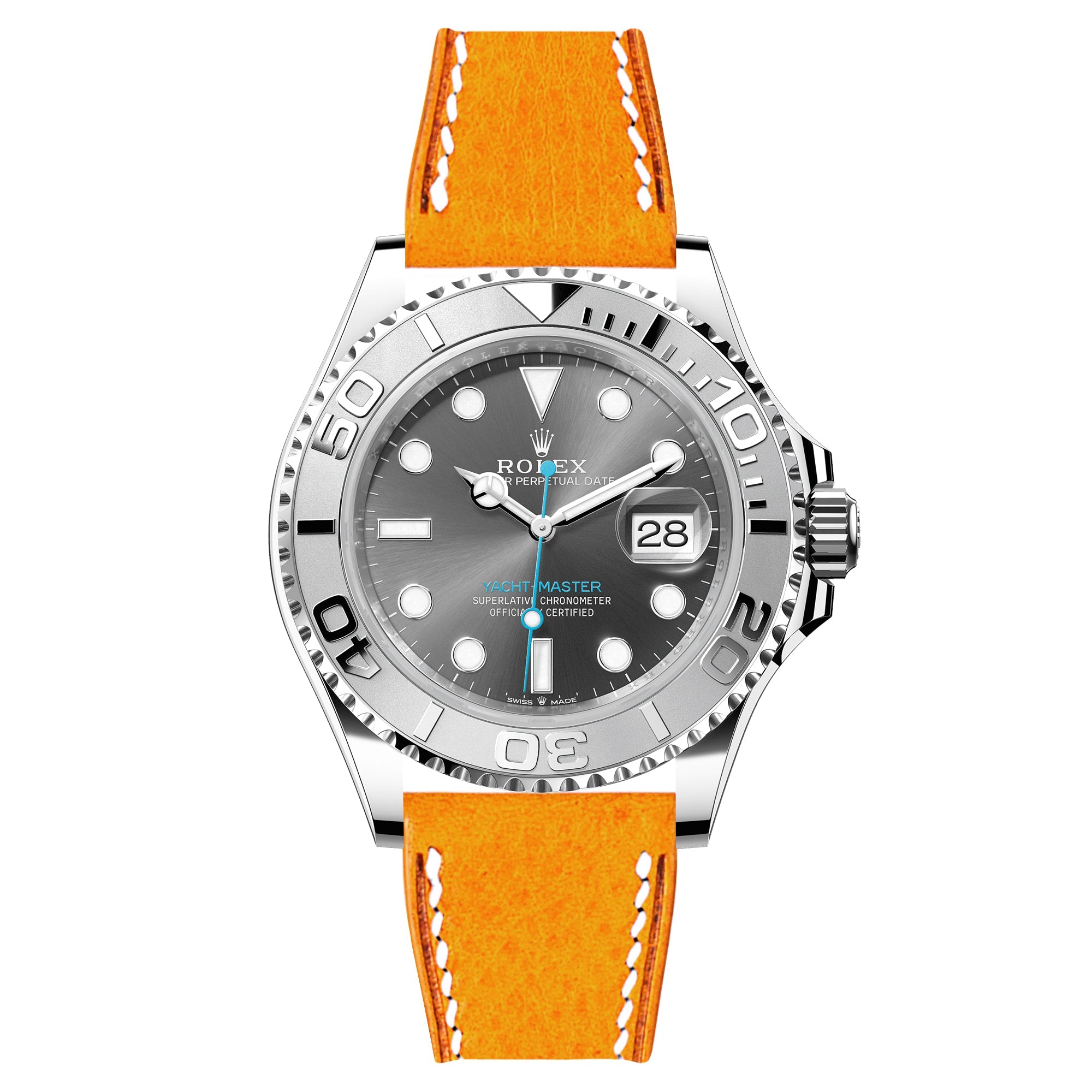 ellow Minerva Box Leather Watch Band for Rolex Yacht-Master - Quick-Release