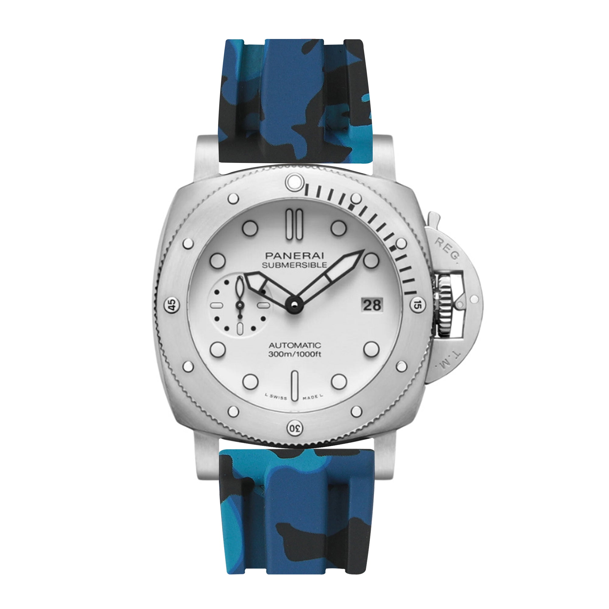 Blue Camouflage Rubber Watch Strap | Panerai Submersible | 22mm/24mm