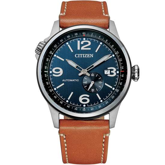 Citizen Automatic NJ0140-25L Leather Analog Mens Pilot Watch