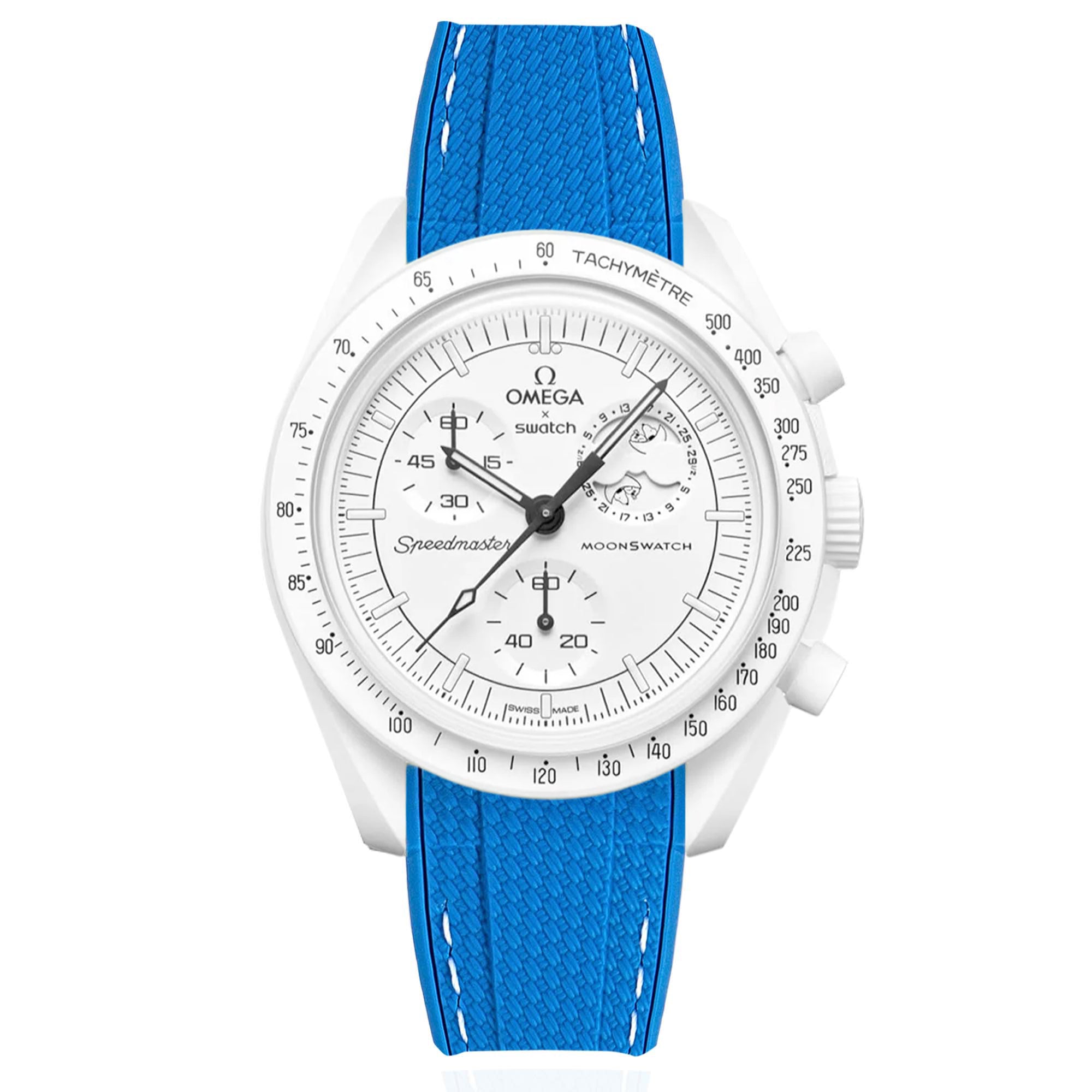Azure Textured Rubber Watch Strap | Omega x Swatch MoonSwatch Snoopy