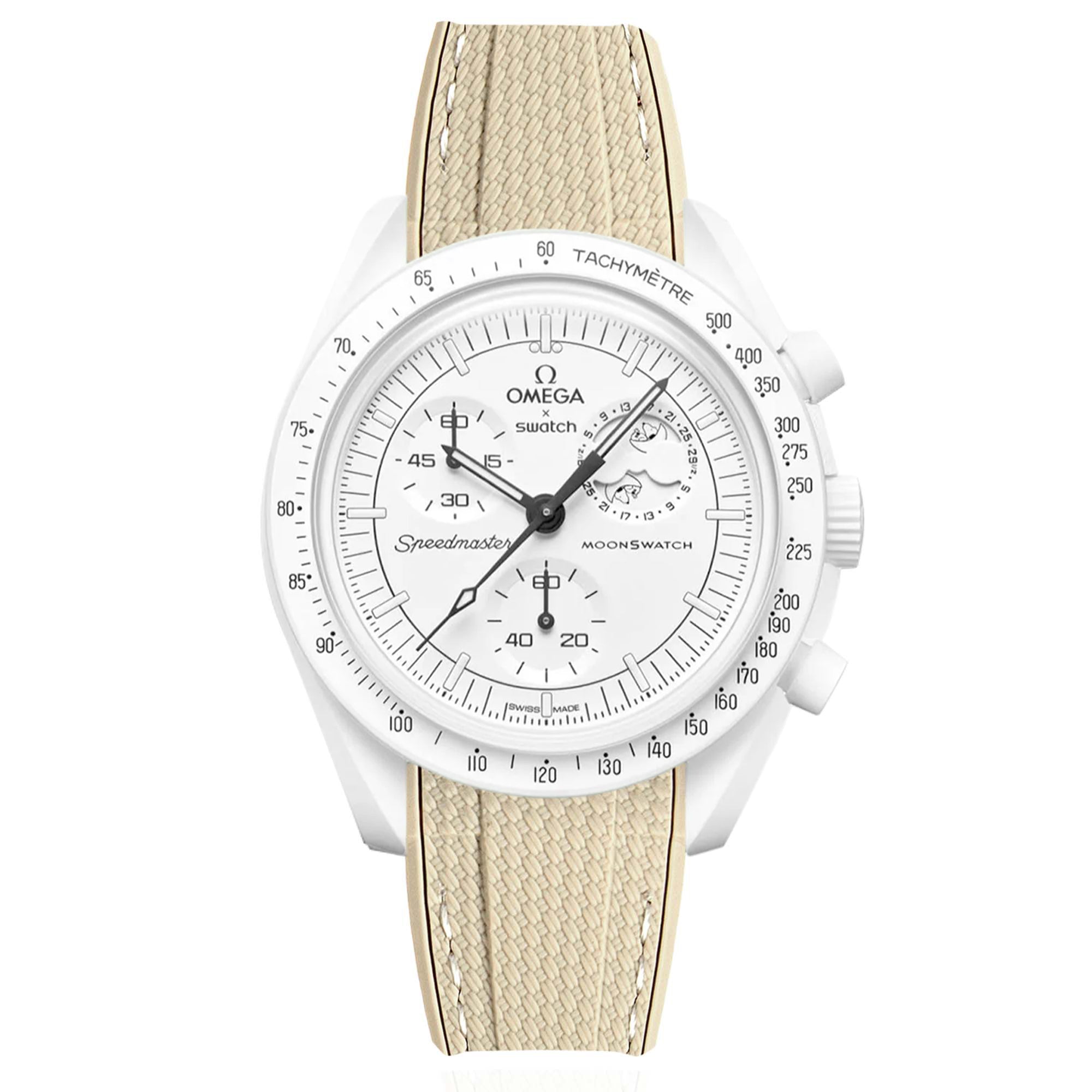 Beige Textured Rubber Watch Strap | Omega x Swatch | Snoopy