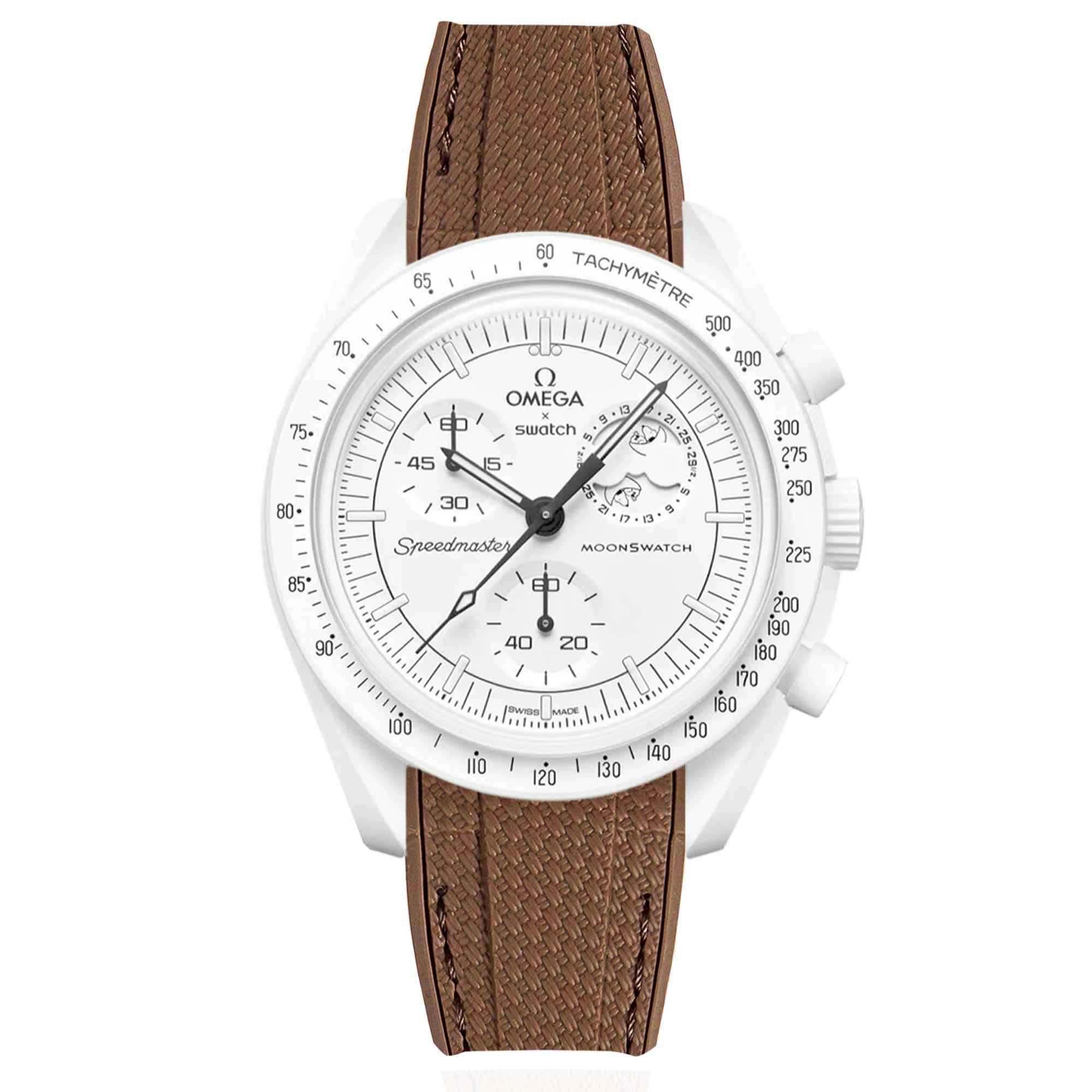 Brown Textured Rubber Watch Strap | Omega x Swatch Snoopy | 20mm