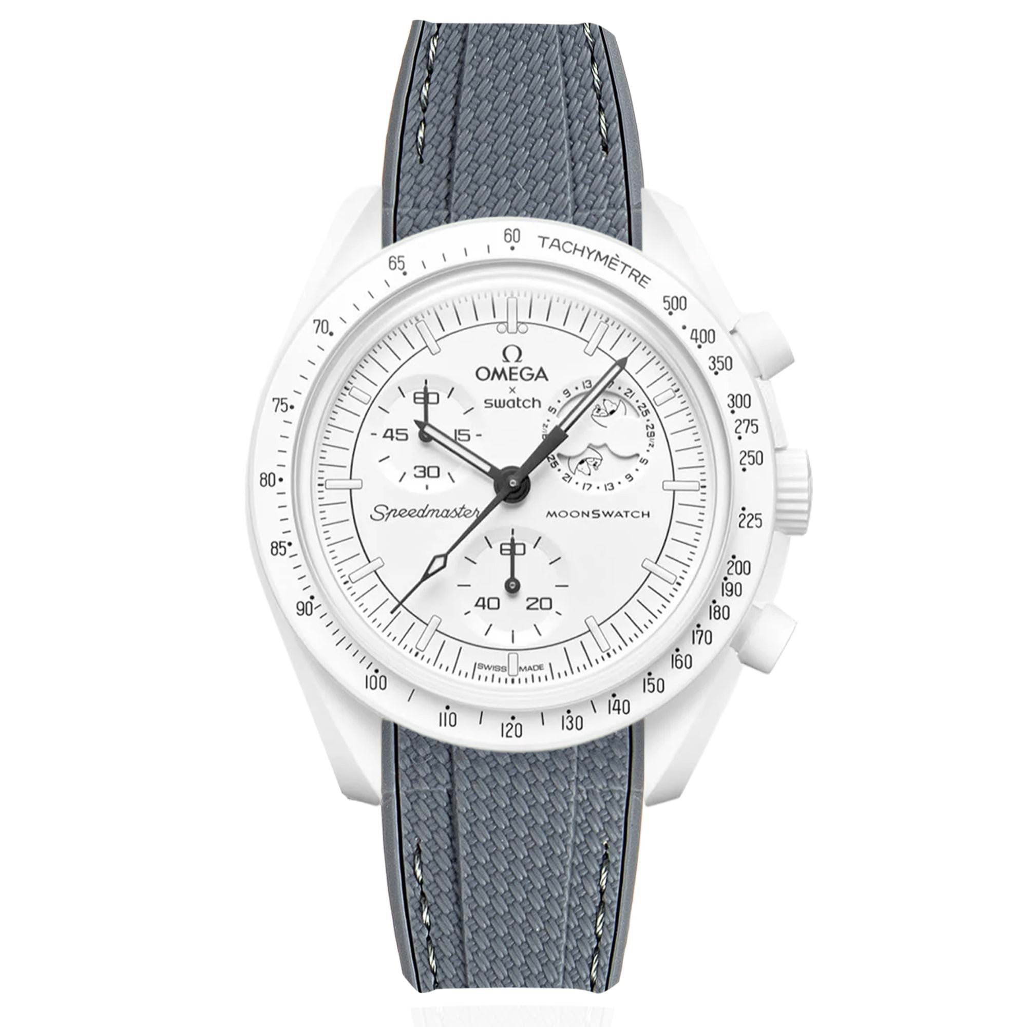 Grey Textured Rubber Watch Strap | Omega x Swatch Snoopy | 20mm